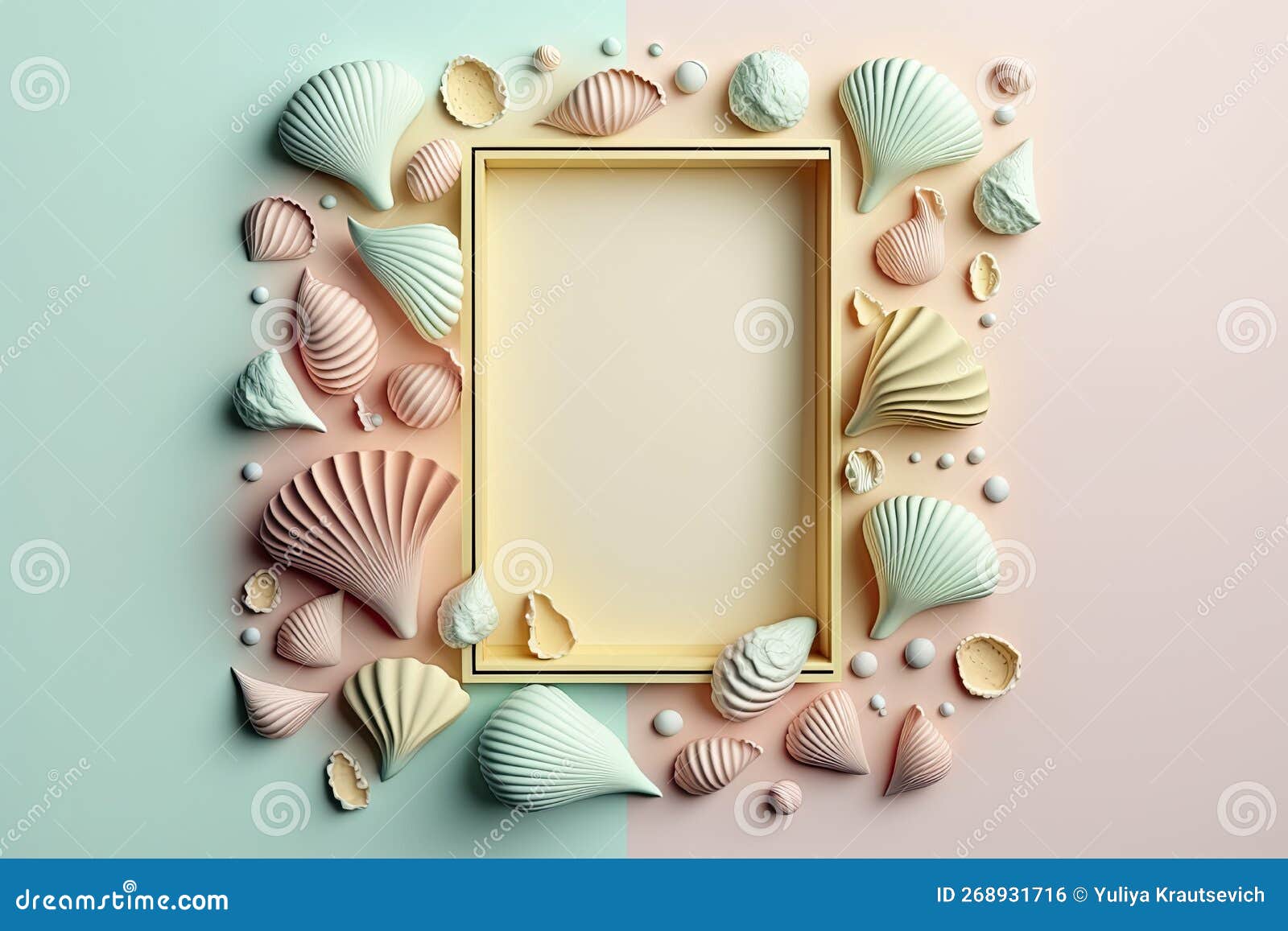 Beautiful Frame with Seashells. Generative AI Stock Illustration ...