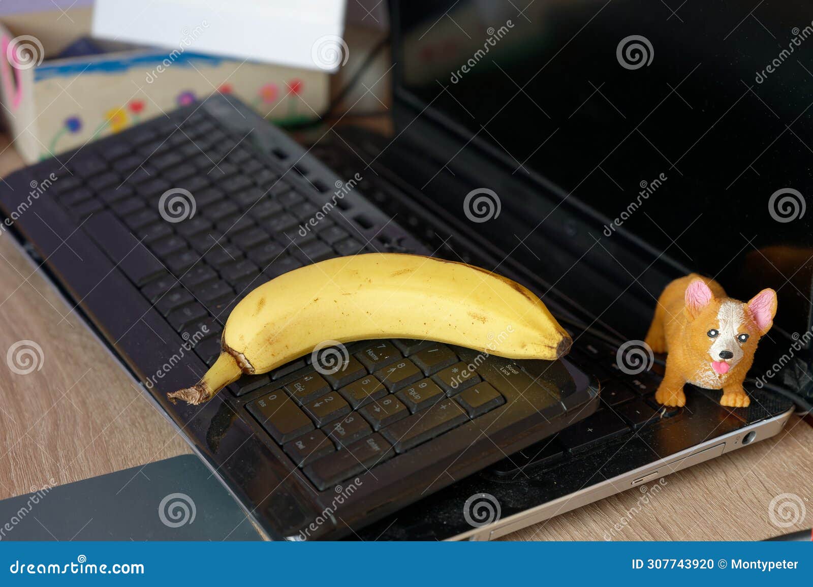 A Beautiful Fresh Banana on a Work Table at Home or in the Office with ...