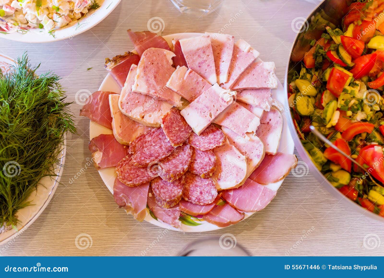 Beautiful Fresh Meats on the Festive Table Stock Photo - Image of ...