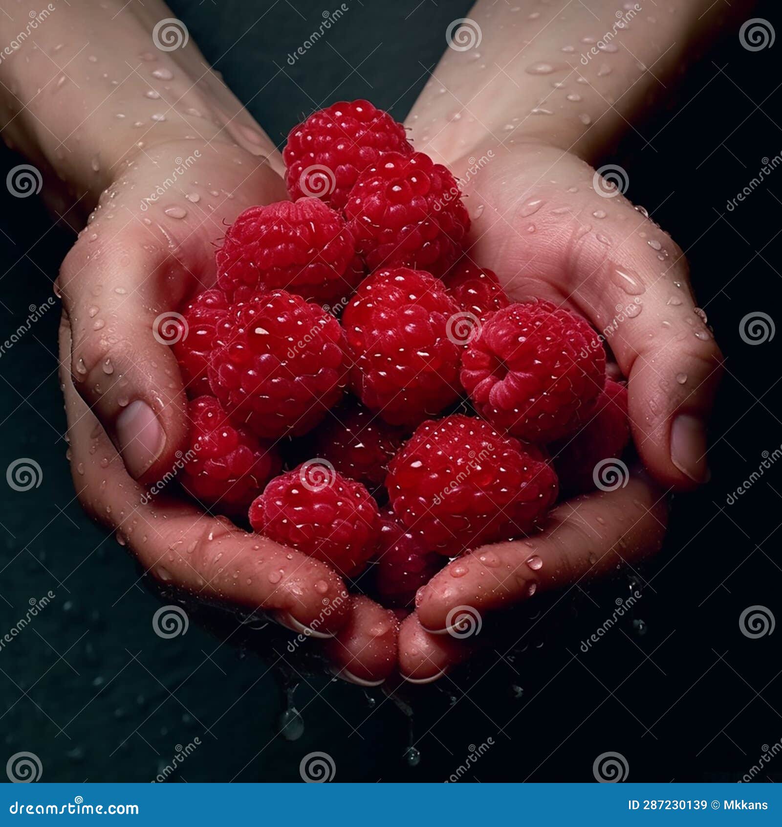 Beautiful Raspberries with Dew Droplets Stock Illustration ...
