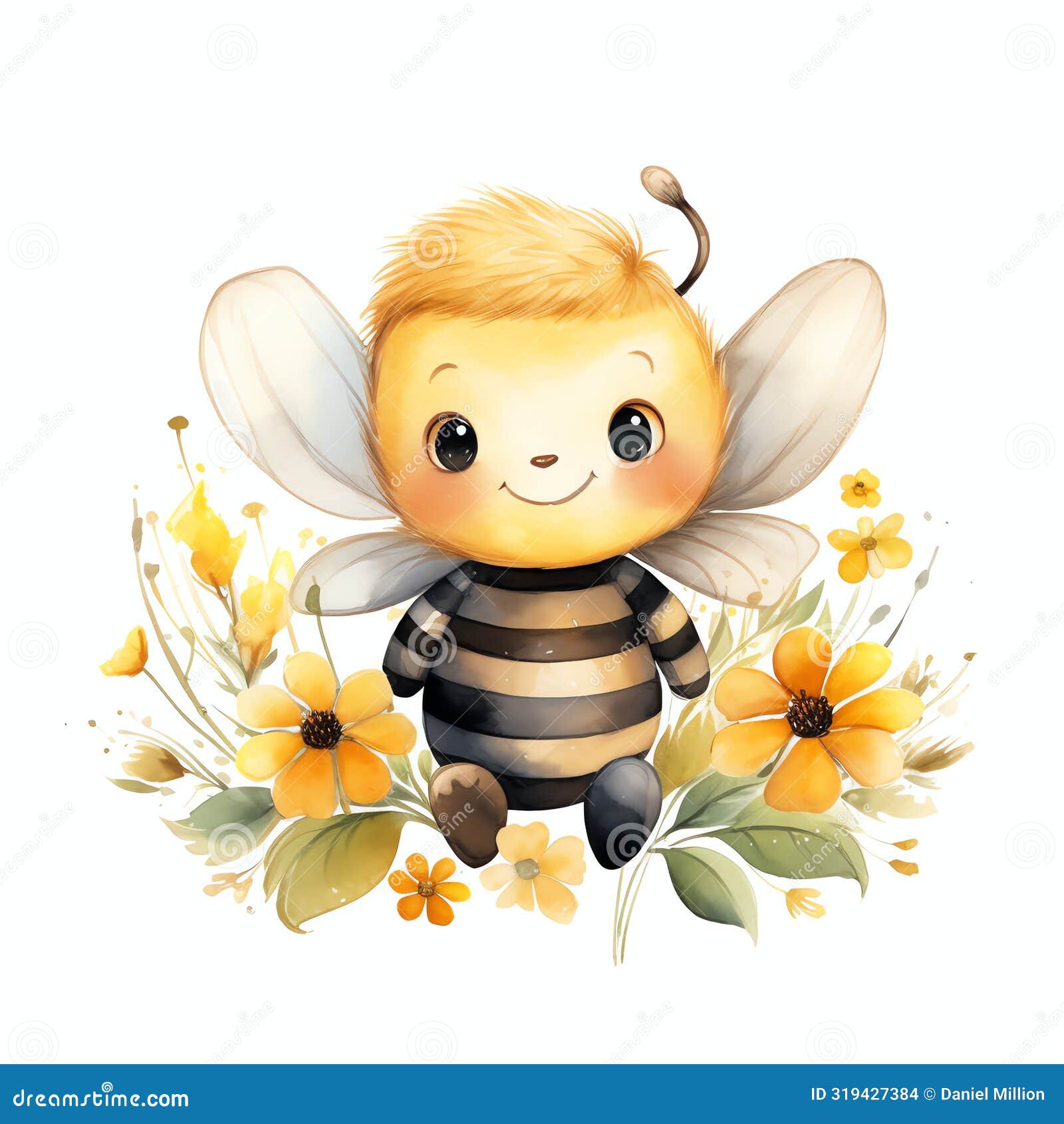 Beautiful Friendly Bee Clipart Illustration Royalty-Free Cartoon ...
