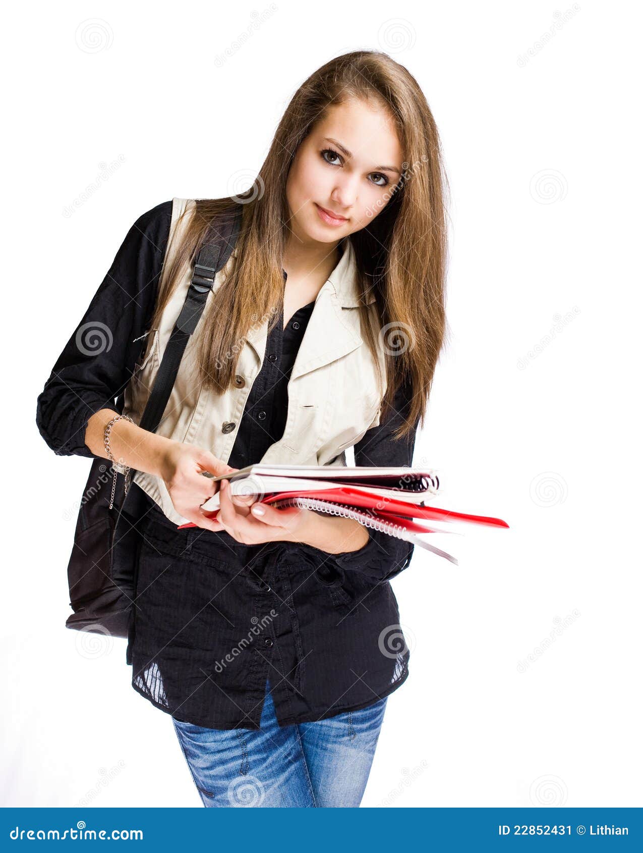 Beautiful Friendly Young Student. Stock Image - Image of education ...