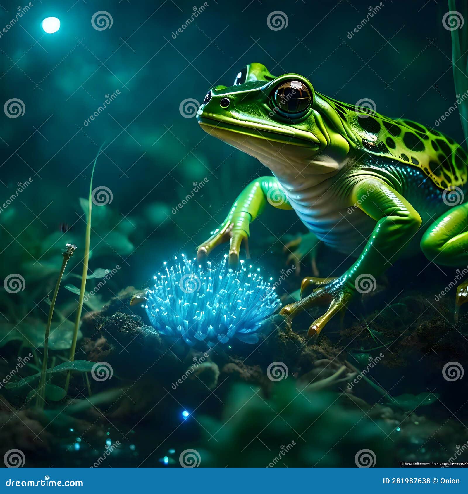 Beautiful Frog at Night - Ai Generated Image Stock Illustration ...
