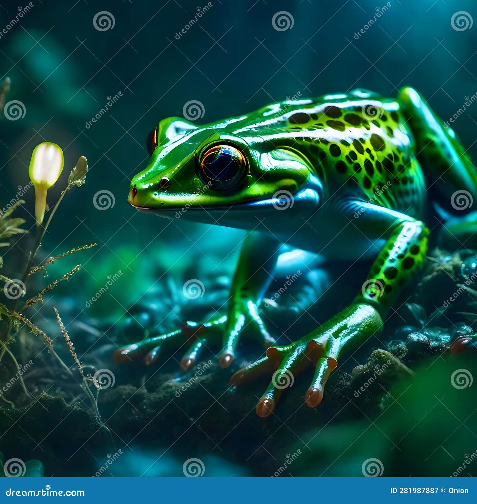 Beautiful Frog at Night - Ai Generated Image Stock Illustration ...