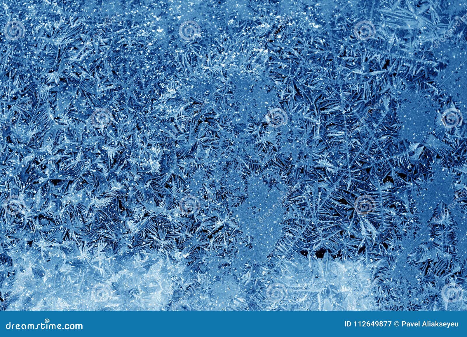Beautiful Frost and Ice Pattern on Window Surface in Navy Blue. Stock ...