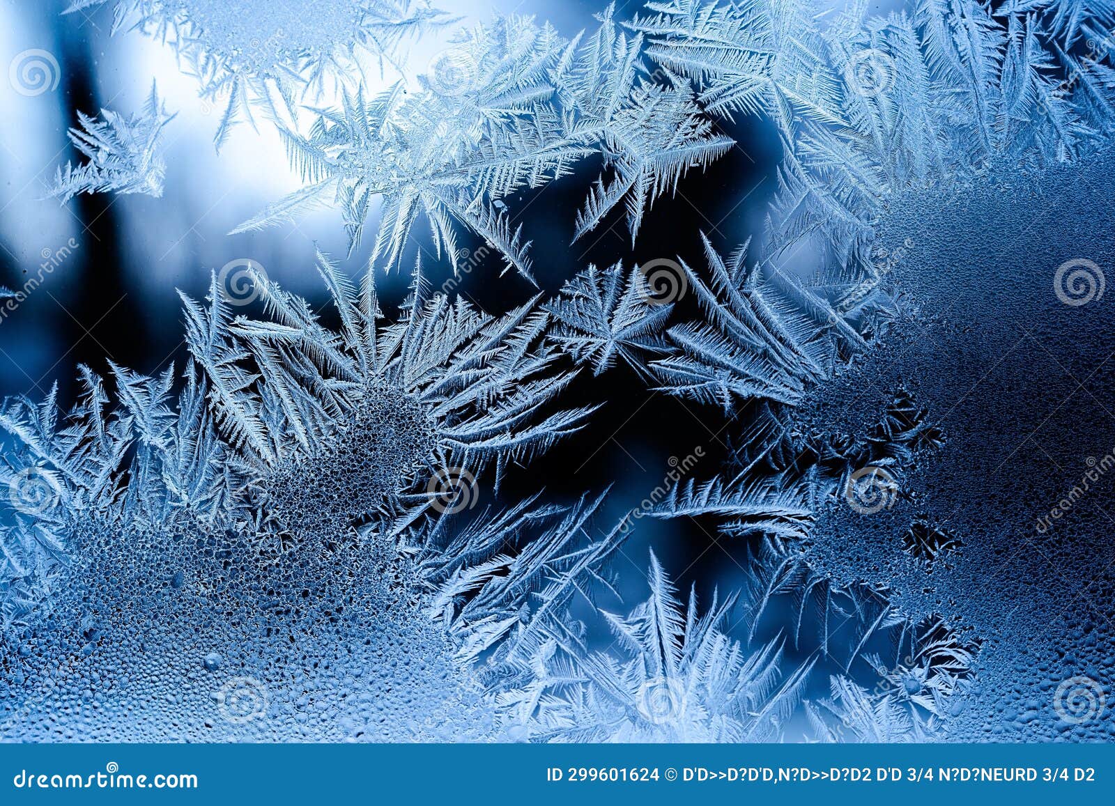 Beautiful Frost Pattern on a Window with Blurred Background Stock Photo ...