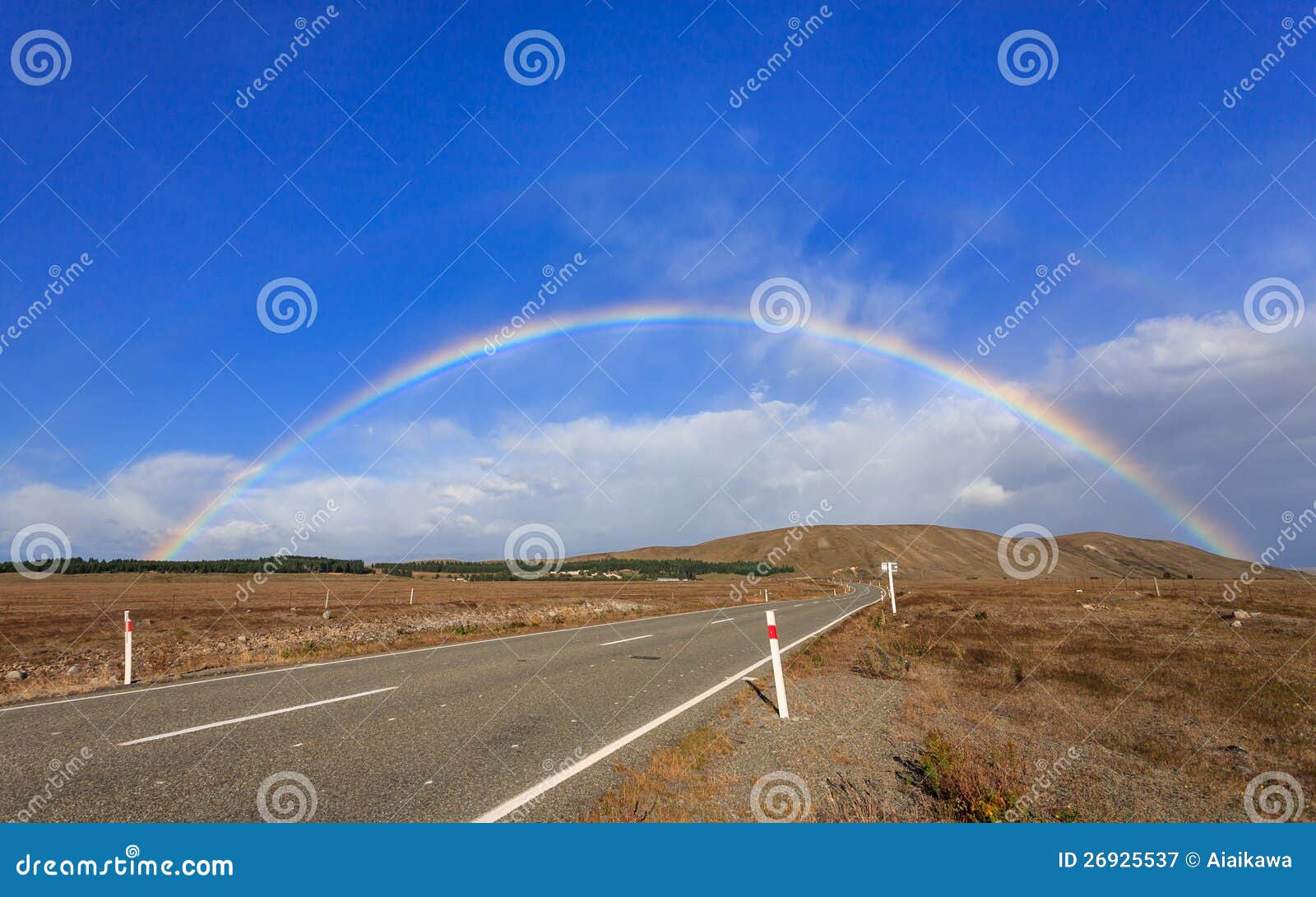 Beautiful Full Double Rainbow Over Road Stock Image - Image of nature ...
