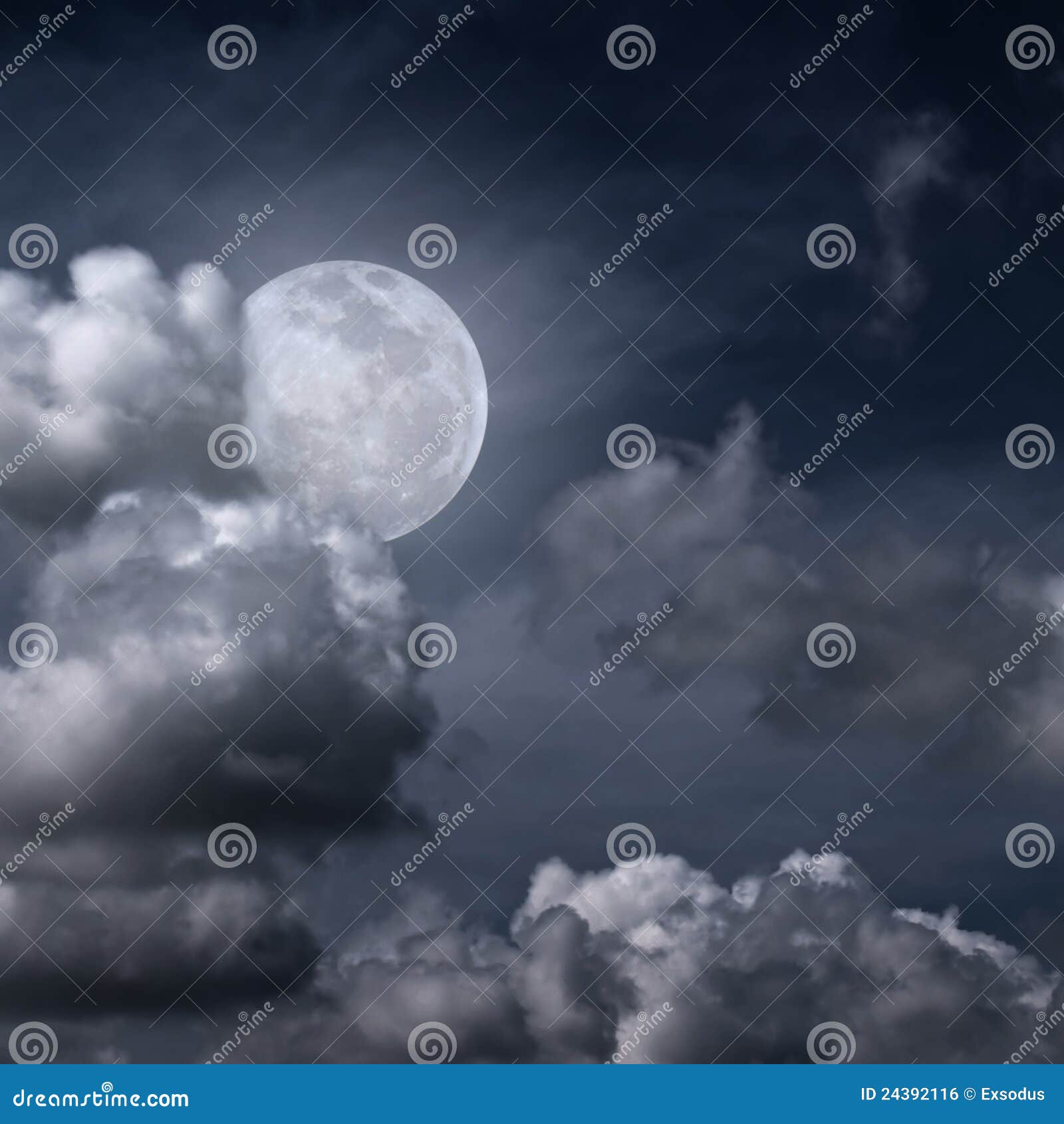 The Beautiful Full Moon On The Background Of The Night Sky. The Color ...