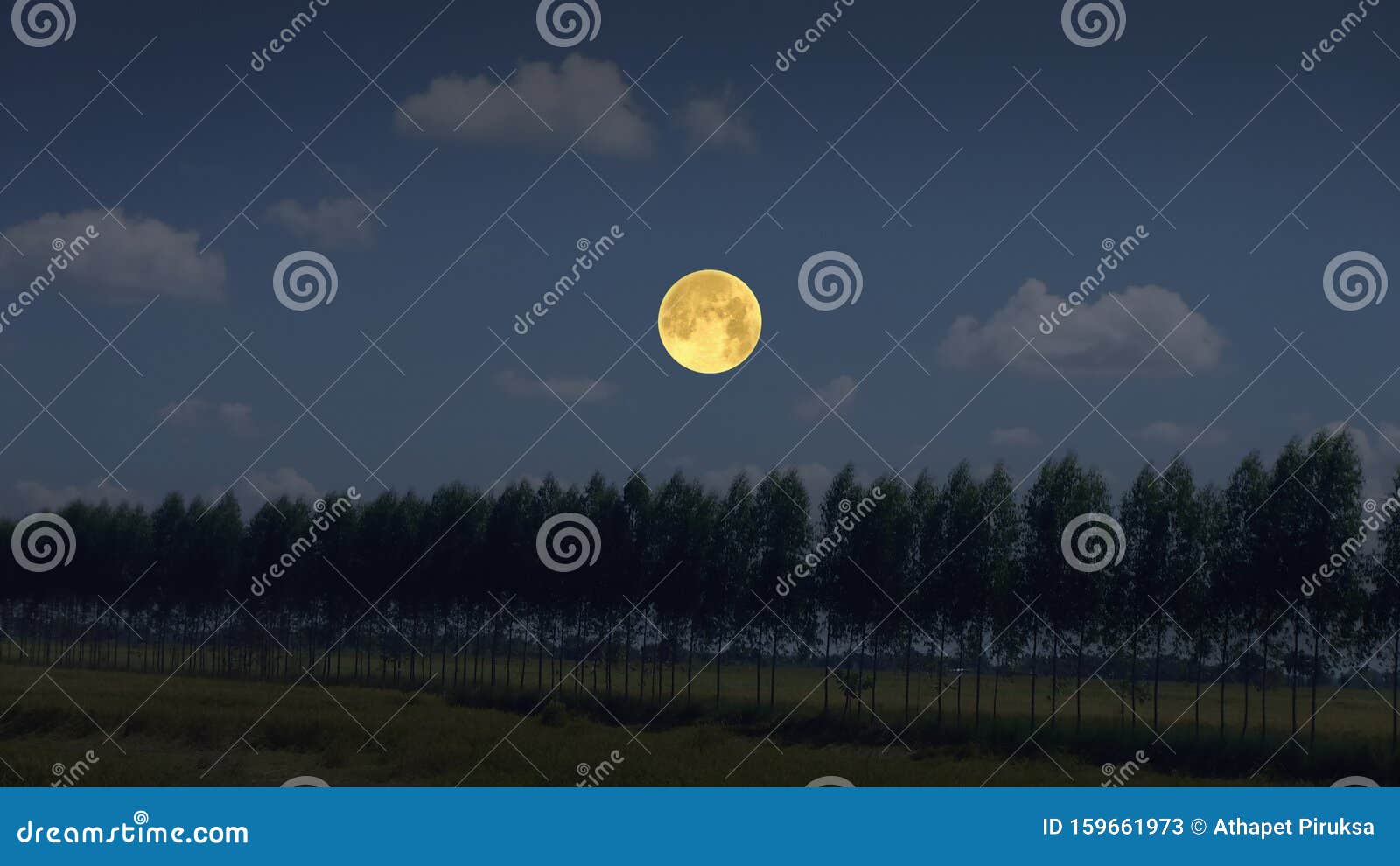 Beautiful Full Moon in Blue Sky Over the Field Stock Image - Image of ...