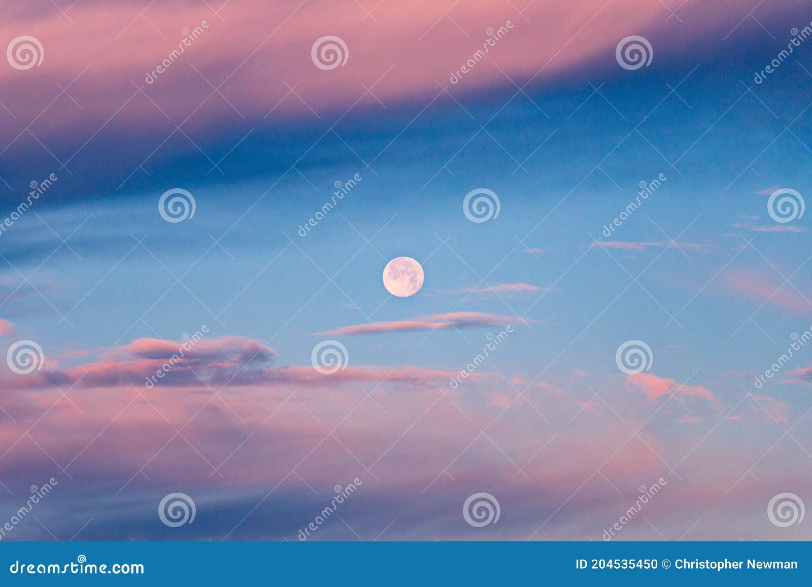A Beautiful Full Moon at Dusk among Clouds Stock Photo - Image of ...
