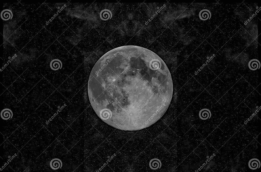 Beautiful Full Moon in Empty Space Stock Illustration - Illustration of ...