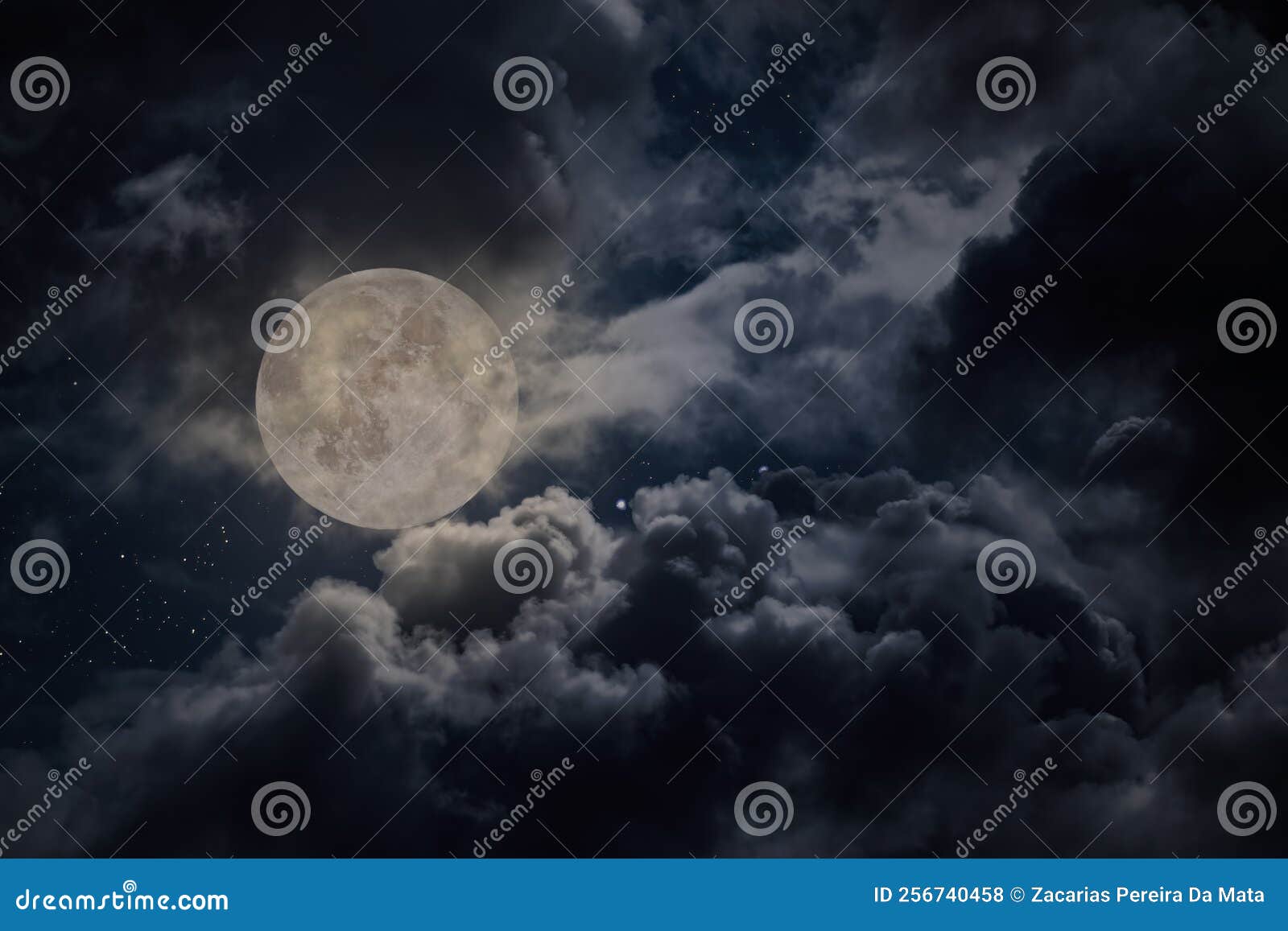 Beautiful full moon night stock photo. Image of midnight - 256740458