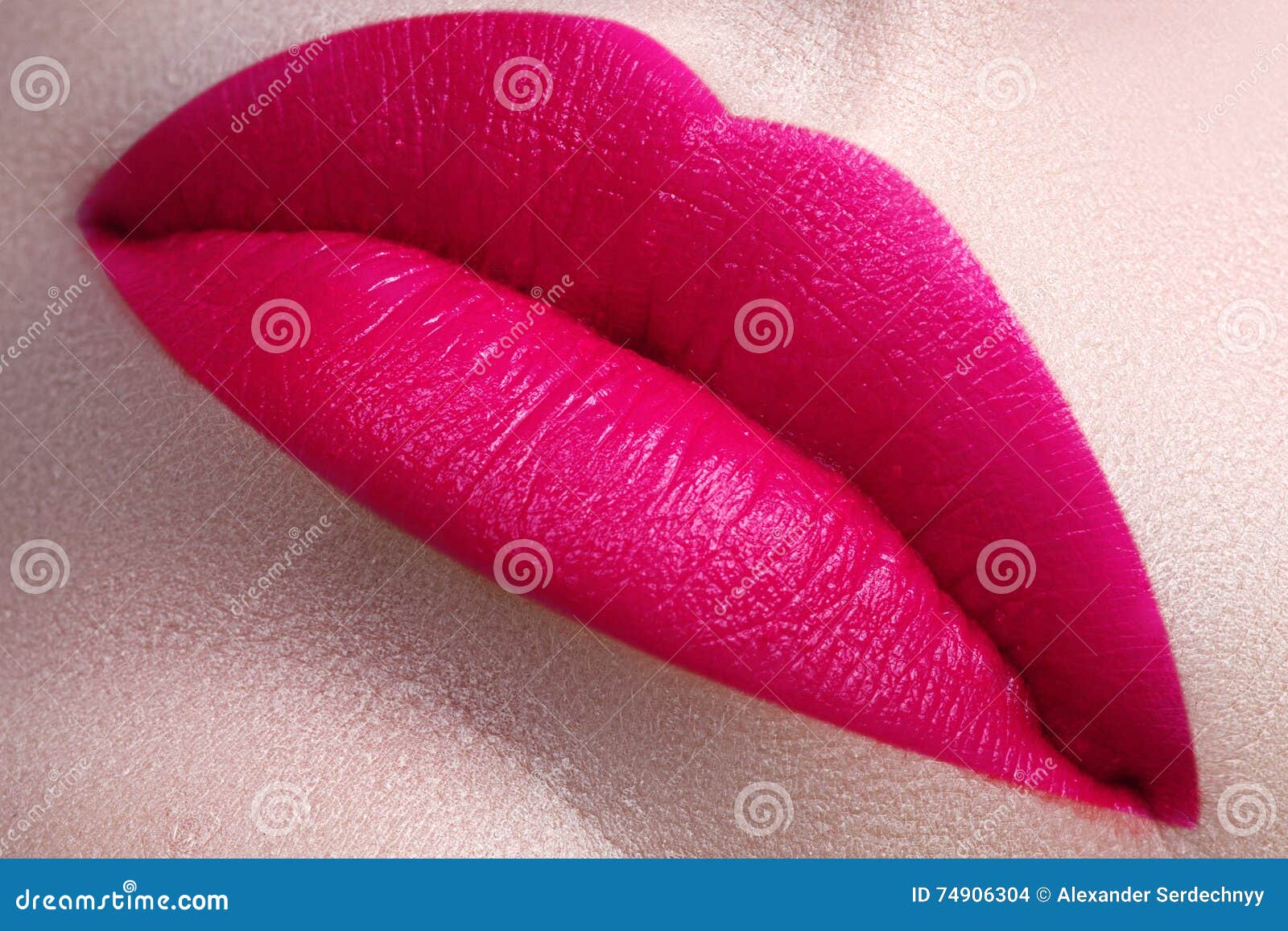 Beautiful Full Pink Lips. Pink Lipstick. Gloss Lips. Make-up & C Stock ...