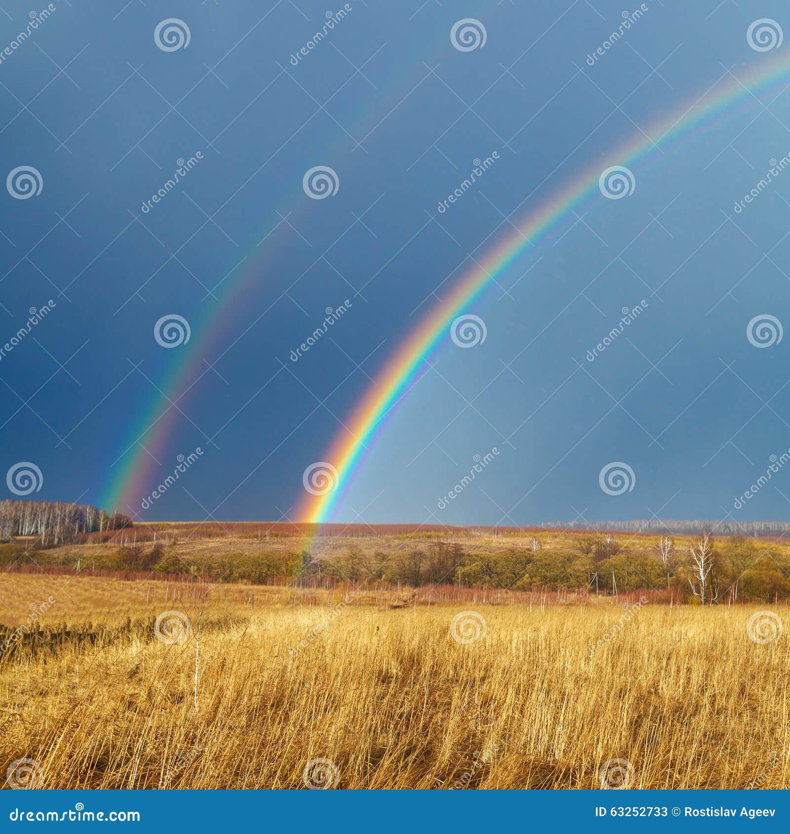Beautiful Full Rainbow Above Farm Field at Spring Stock Image - Image ...