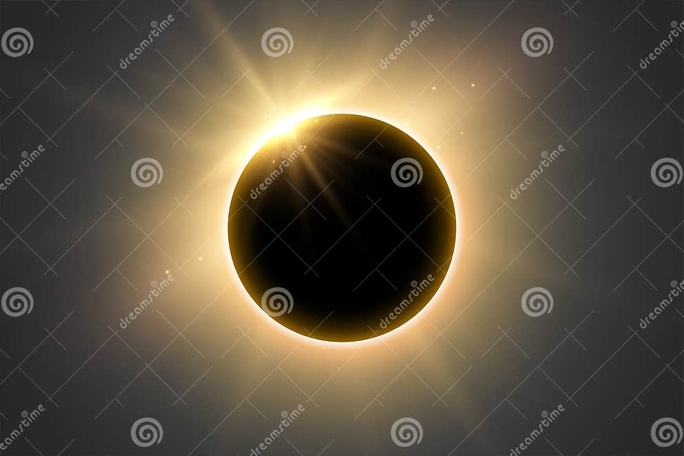 Beautiful Full Solar Eclipse with Bright Rays for Spiritual Energy ...