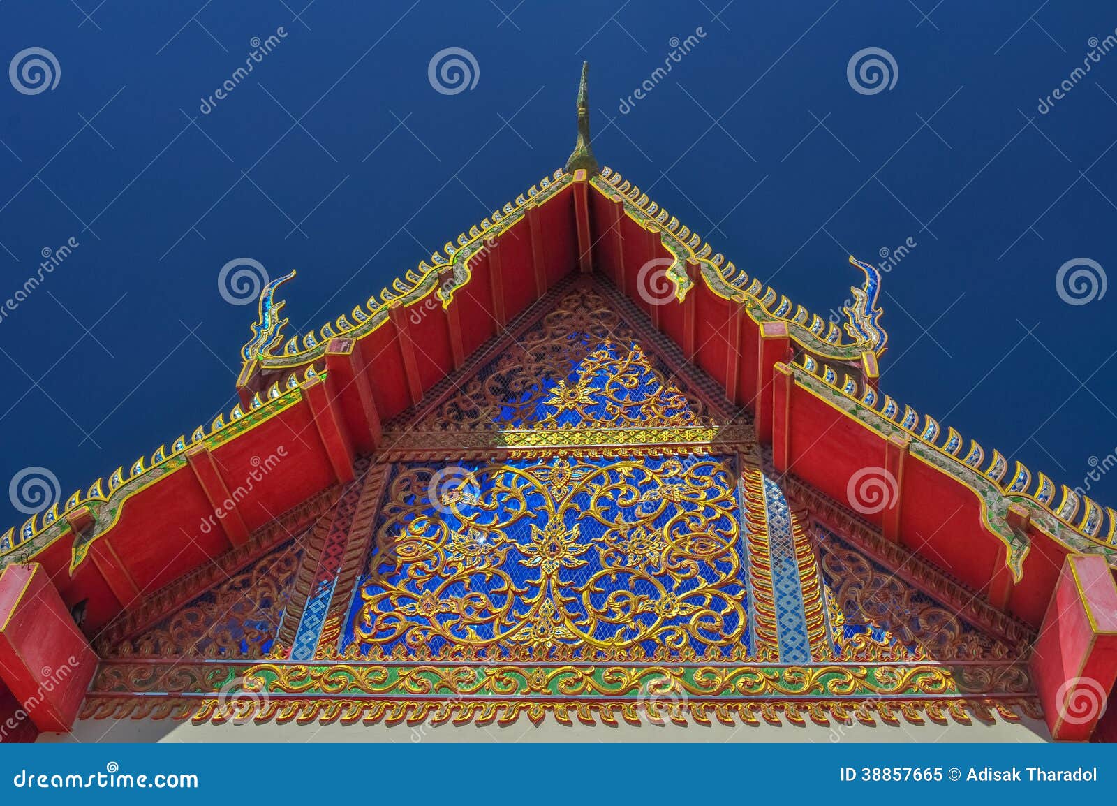 Beautiful the Gable of the Temple. Stock Image - Image of thai, blue ...