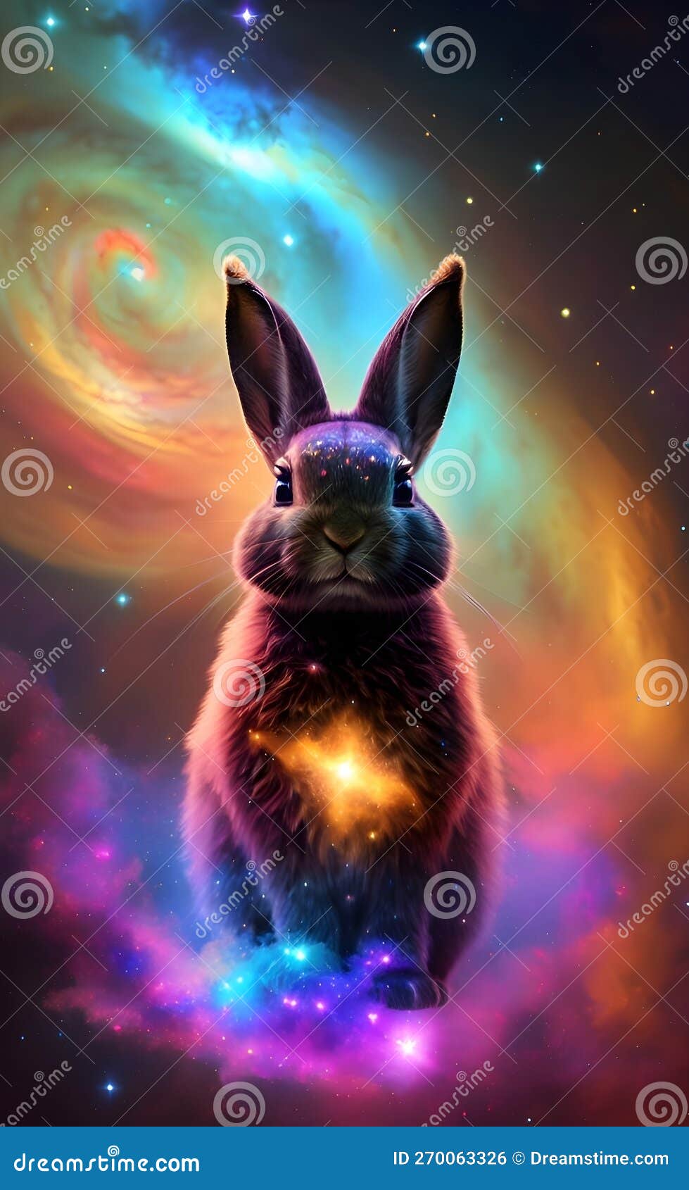 Beautiful Galaxy in the Shape of a Rabbit, Iridescent, Nebula. Stock ...