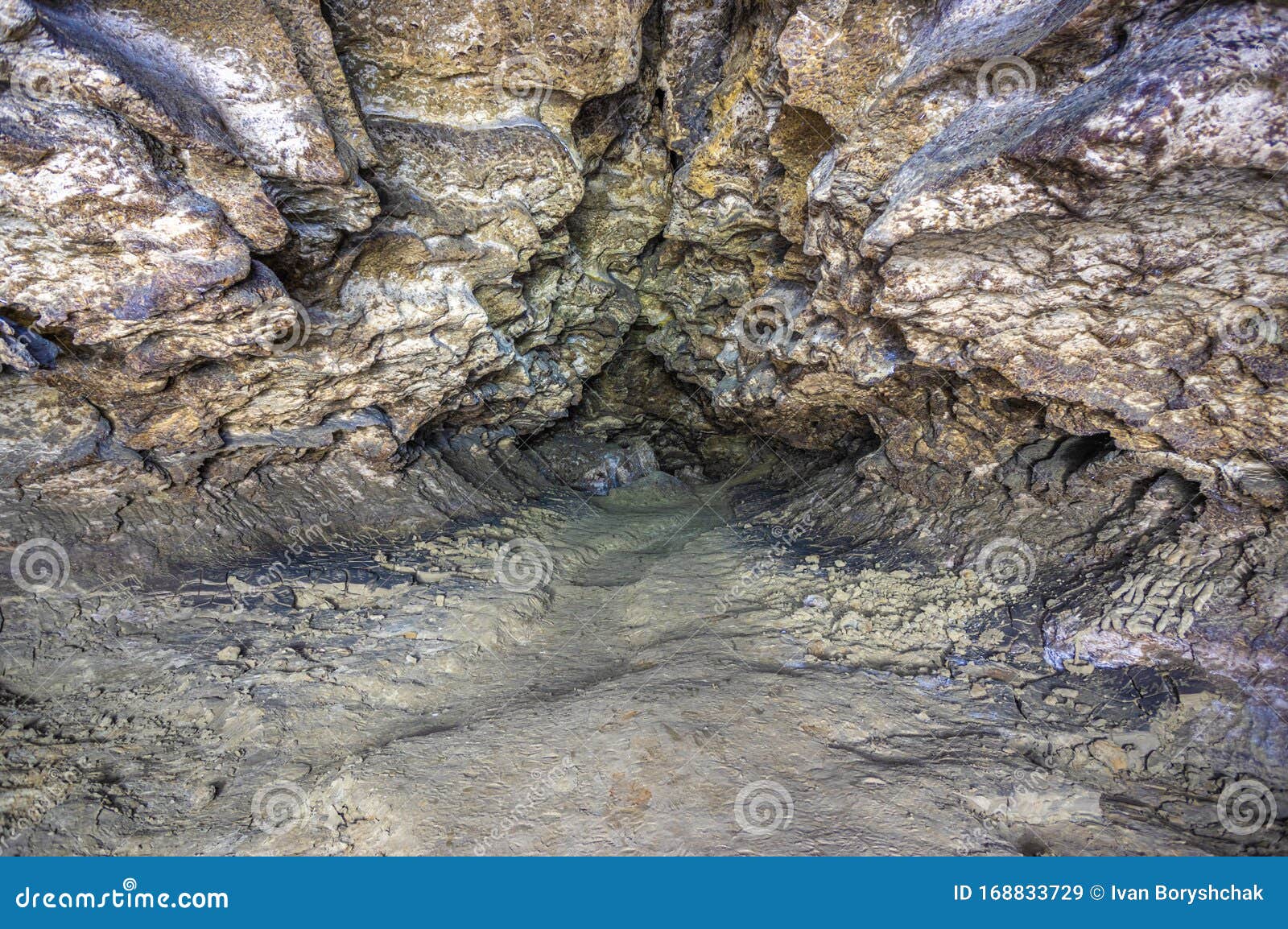 Gallery in the karst cave stock image. Image of column - 168833729