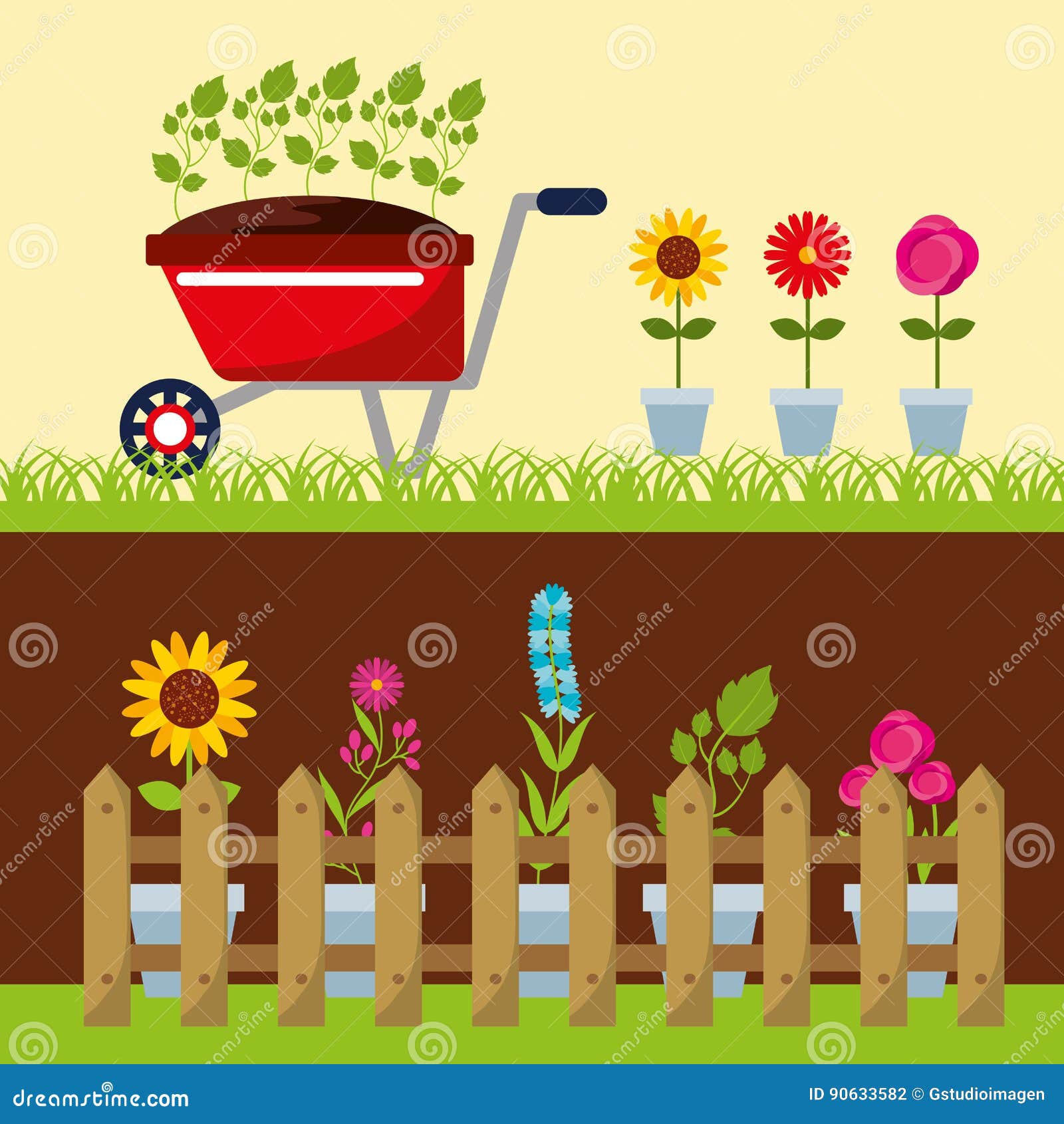 Beautiful Garden Flat Icons Stock Vector - Illustration of flower ...