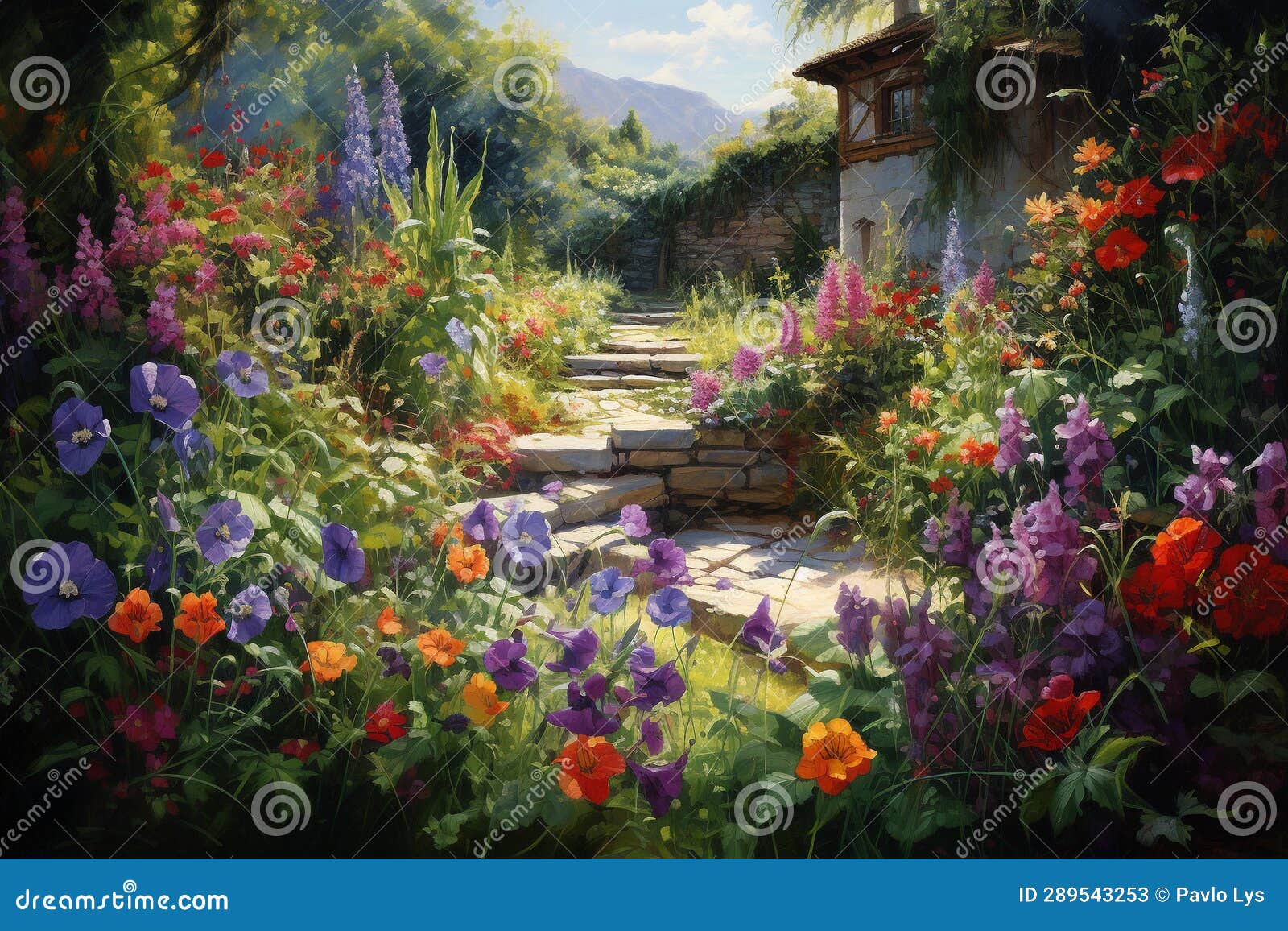A Beautiful Garden of Flowers Stock Illustration - Illustration of ...