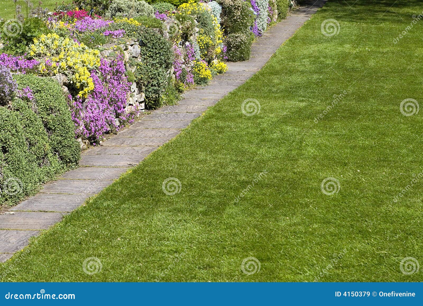 Beautiful Garden Lawn Flowers Stock Image - Image of background, garden ...
