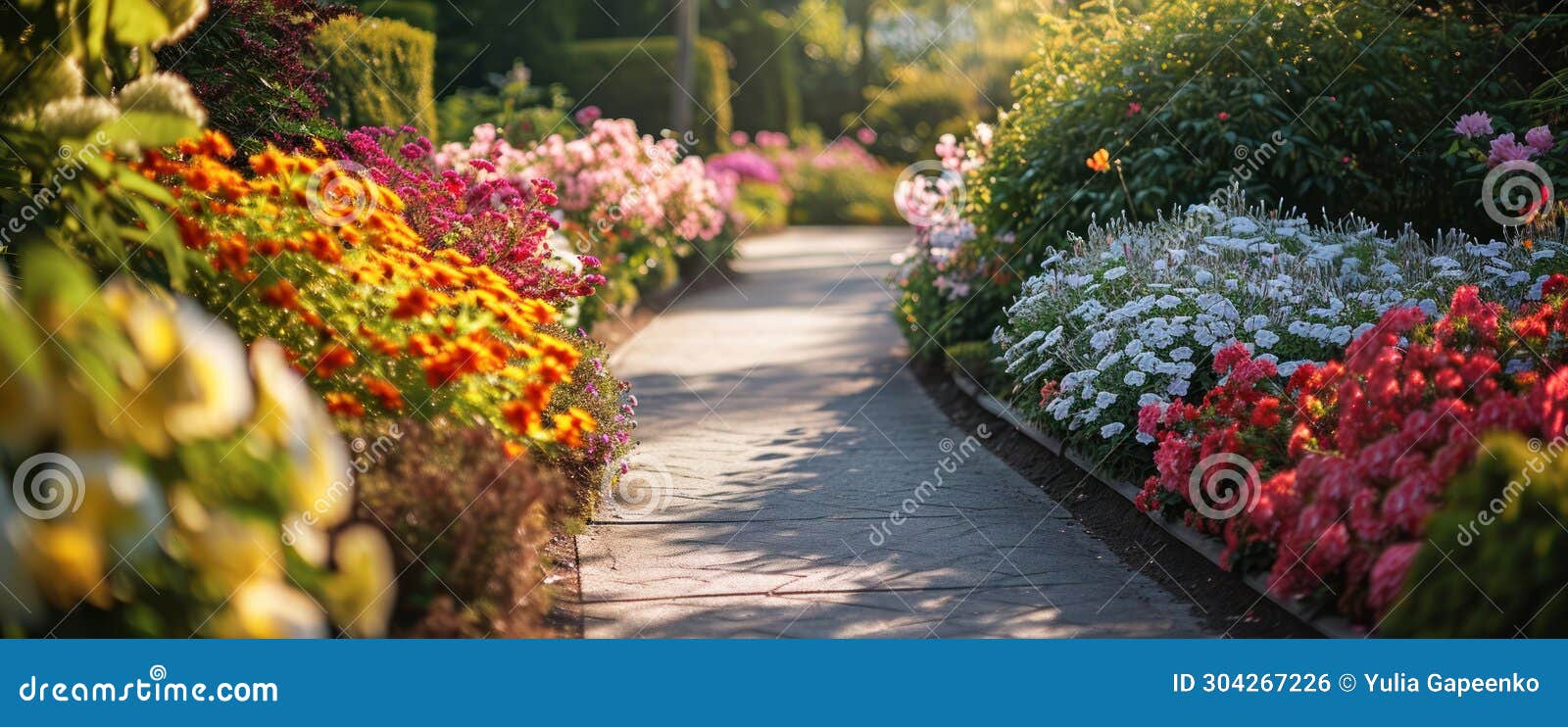A Beautiful Garden Pathway with Colorful Flowers Stock Photo - Image of ...