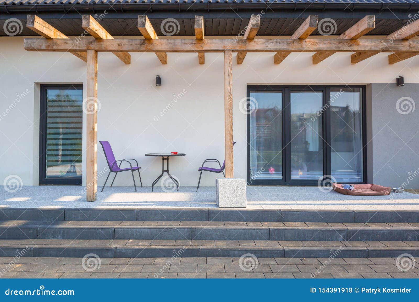 Garden Terrace with Stone Steps Stock Photo - Image of bright ...