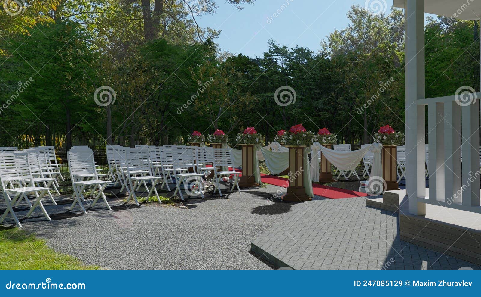Beautiful Garden Wedding Ceremony Event 3d Illustration Stock ...