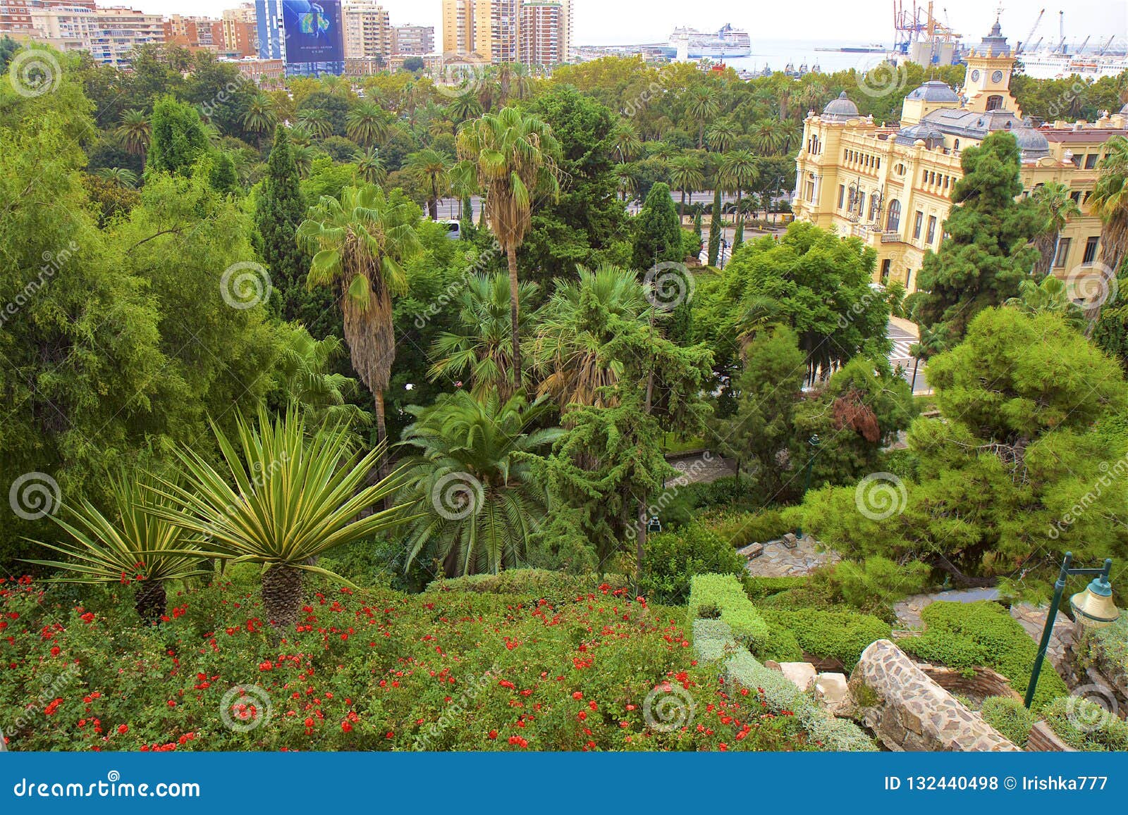 Beautiful View of the Gardens in Malaga, Spain Stock Photo - Image of ...