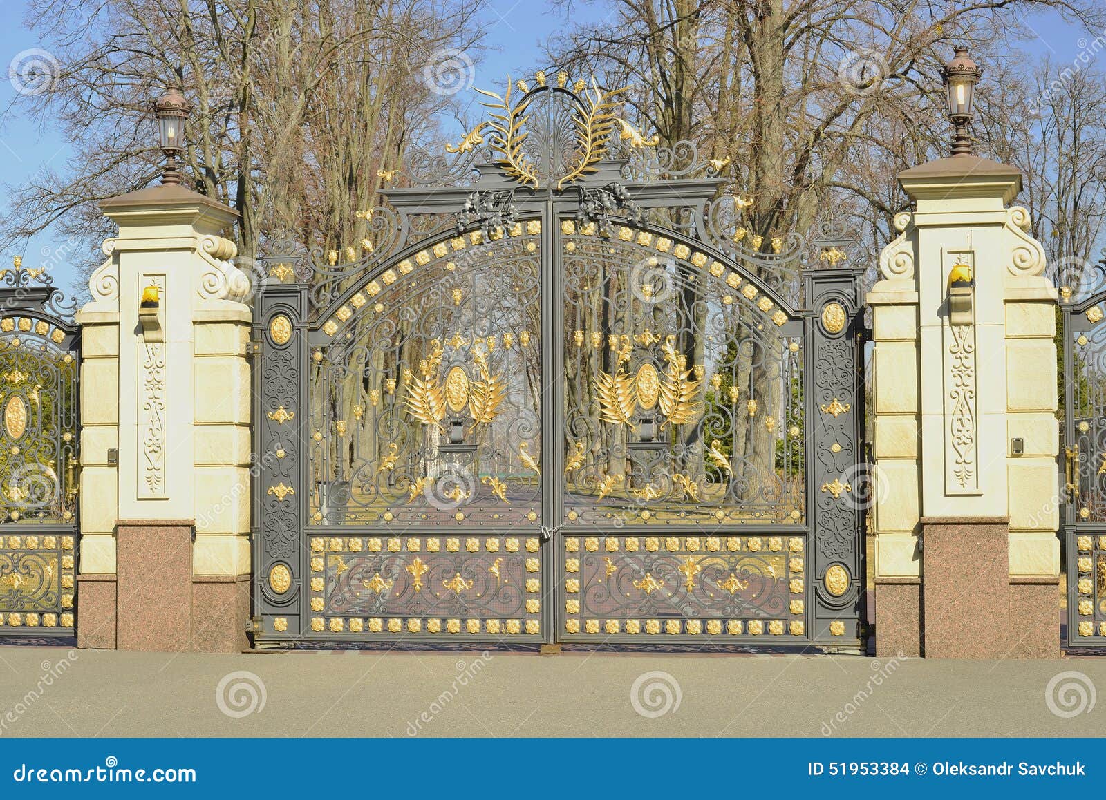 Beautiful gate park stock photo. Image of road, vegetation - 51953384