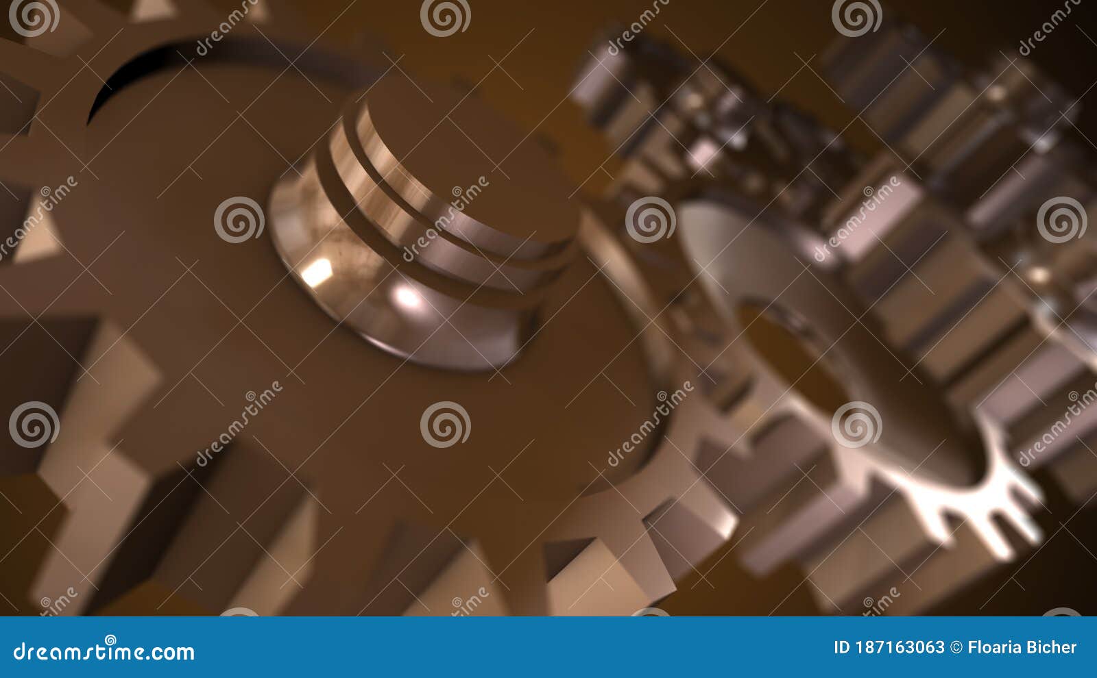 Beautiful Gears Working Process. Beautiful Looped 3d Render of Golden ...