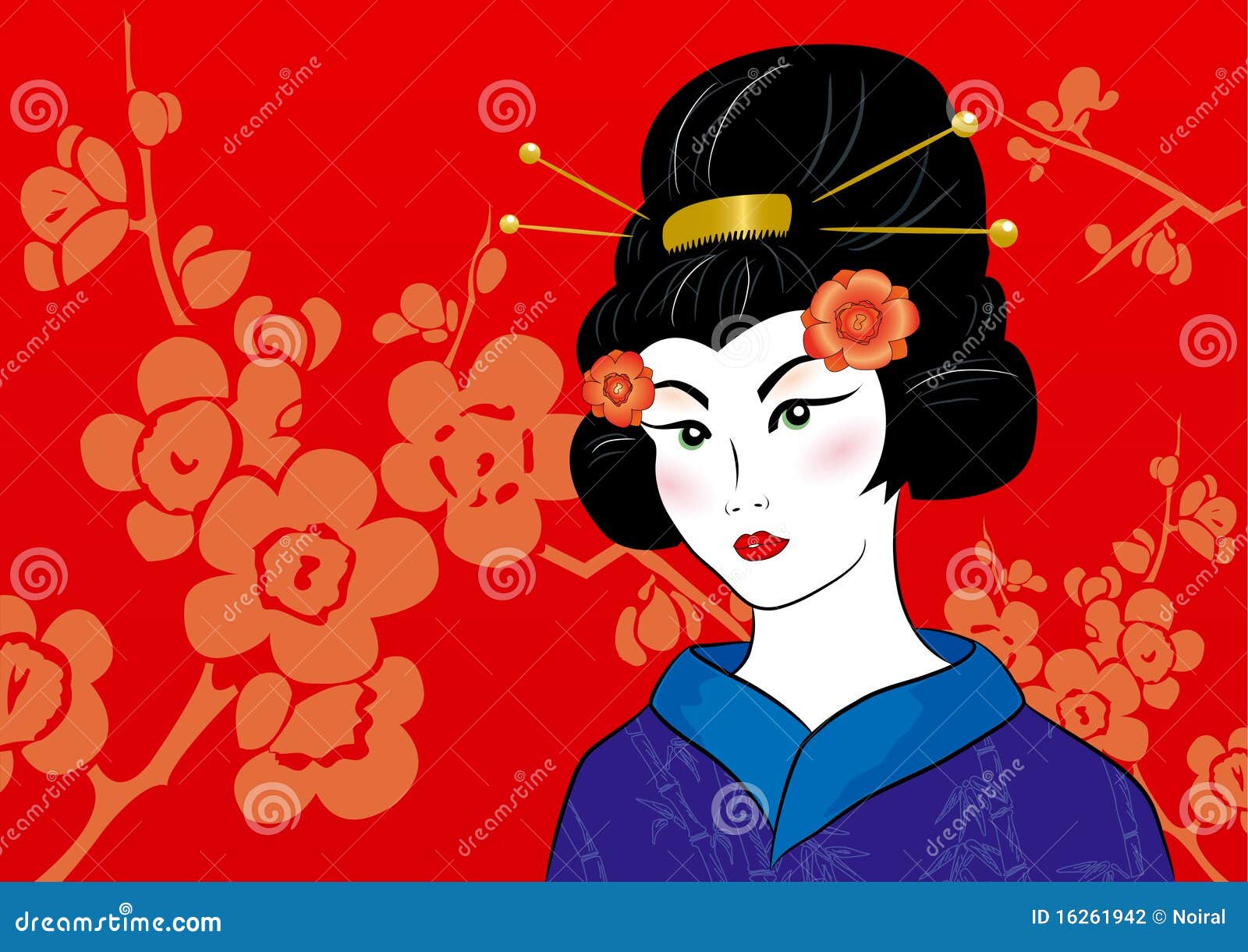 Beautiful Geisha Cartoon | CartoonDealer.com #115845371