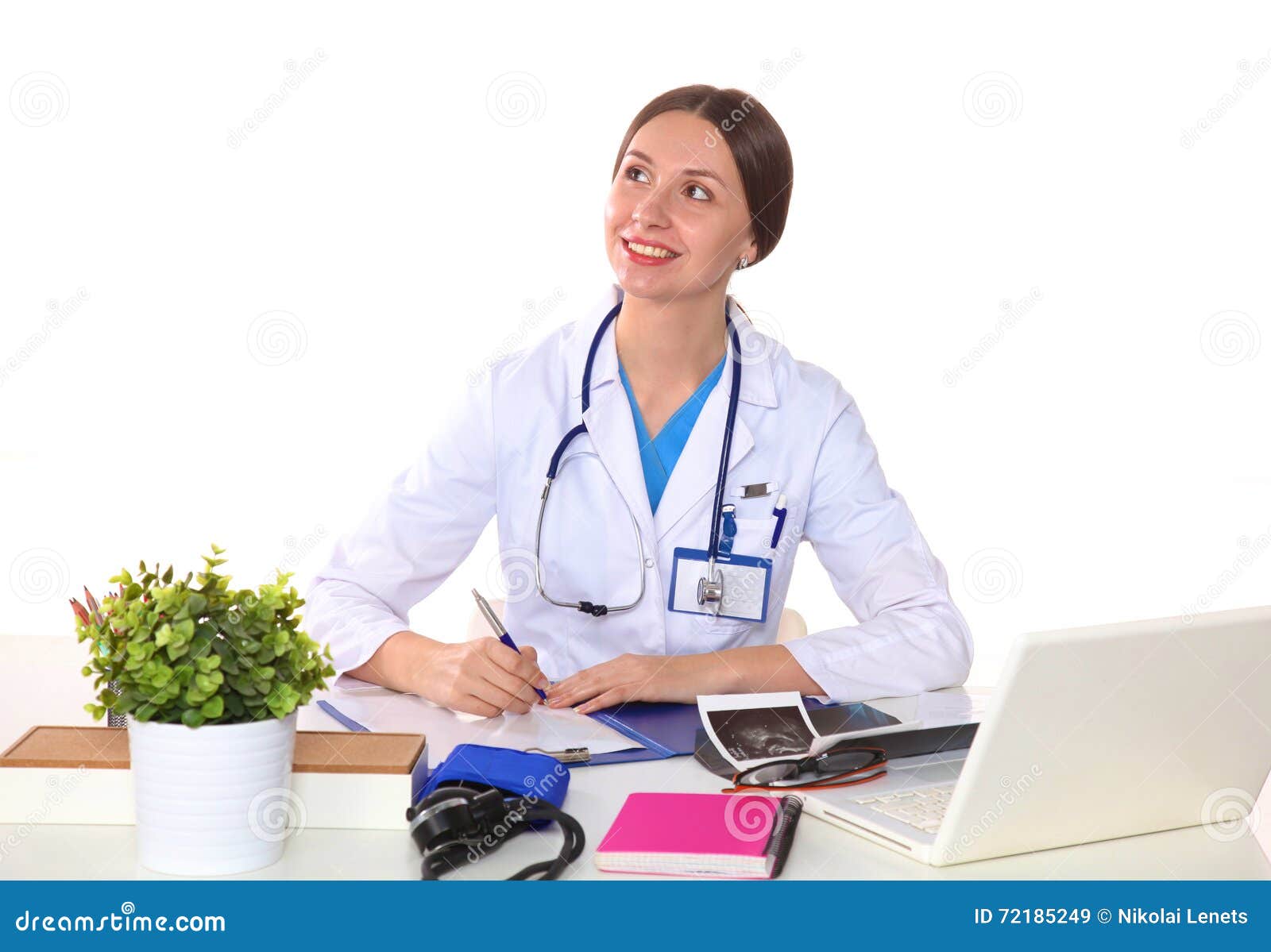 Beautiful General Practitioner is Working with Joy. she is Standing ...