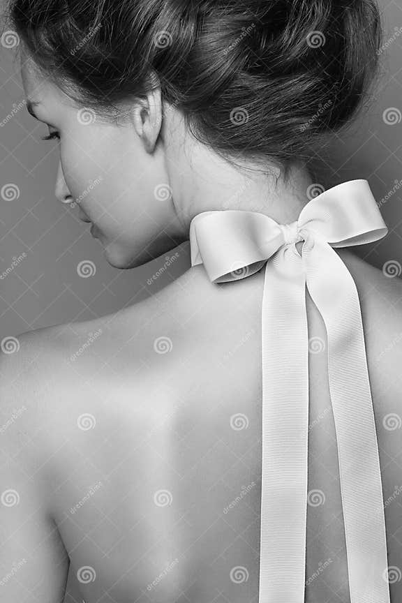 Beautiful Gentle Girl With Silk Bow On The Back Stock Image Image Of