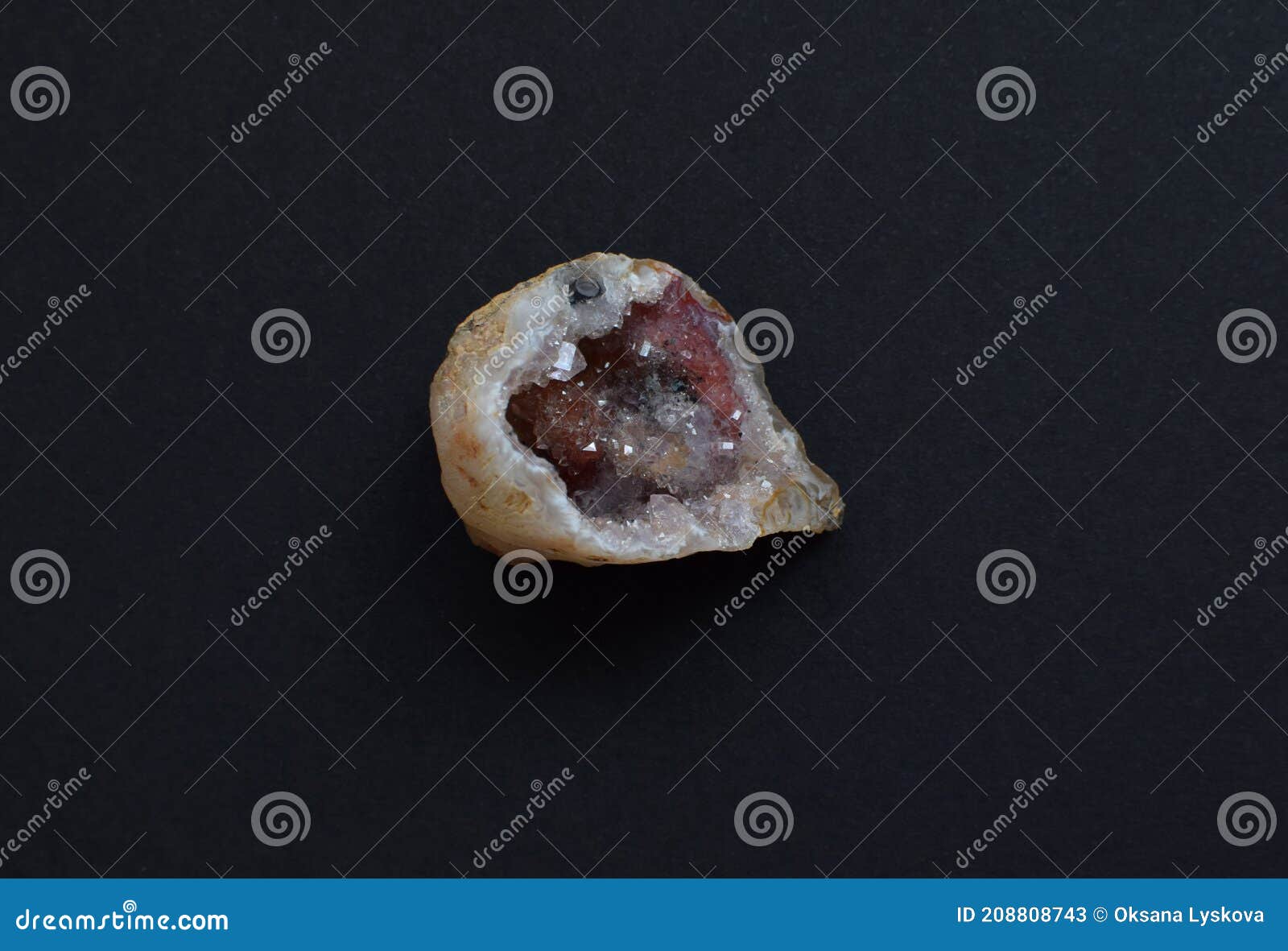 A Beautiful Geode with Colored Quartz Crystals Inside. Geological ...