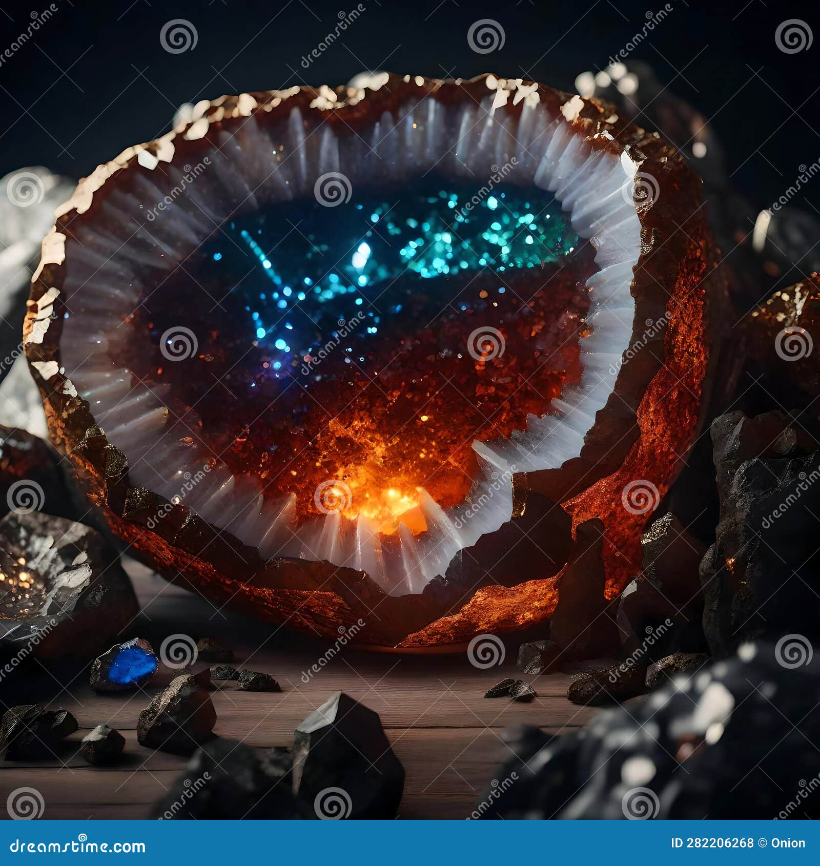 Beautiful Geode Stone Opened - Ai Generated Image Stock Illustration ...