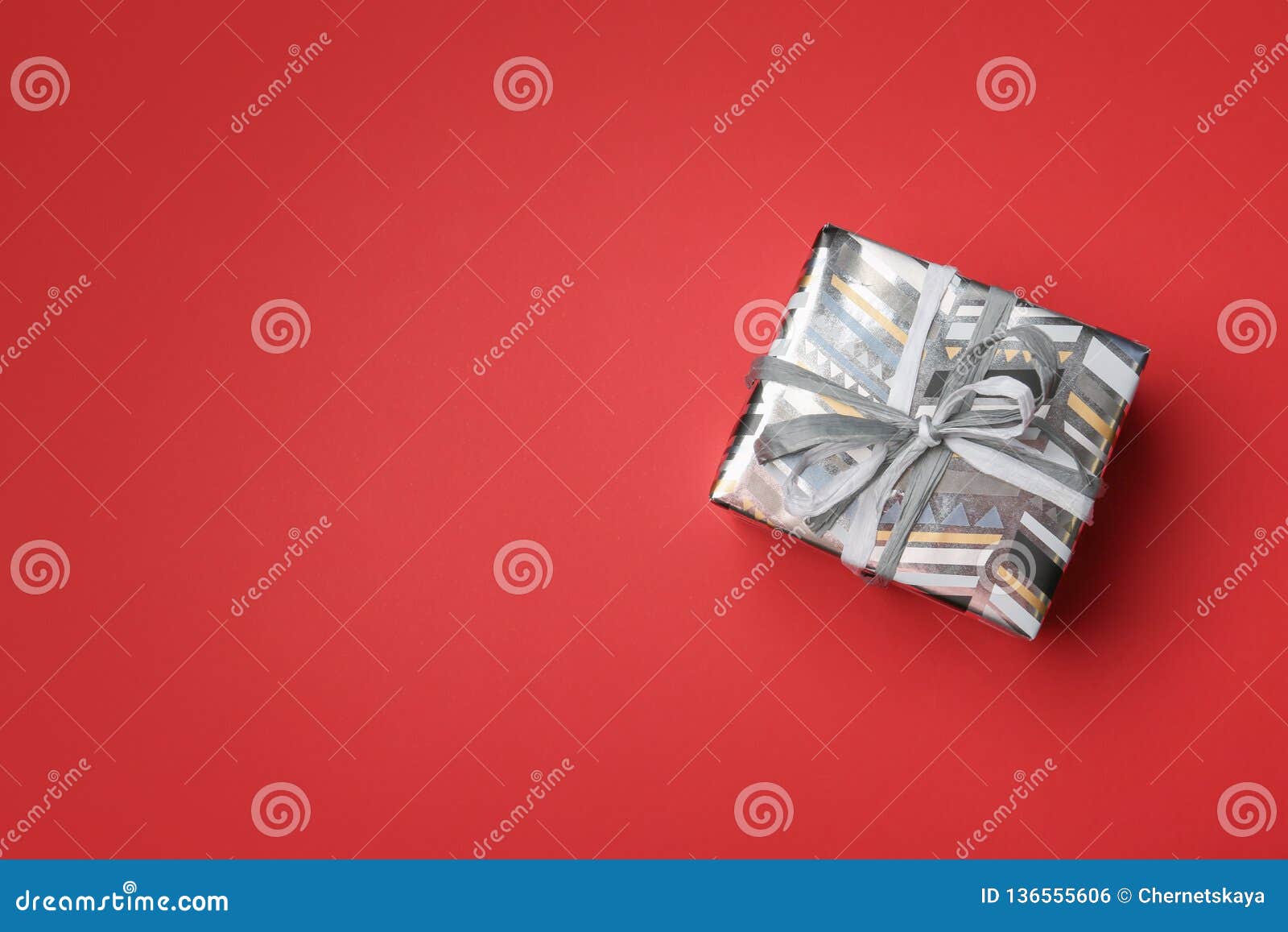 Beautiful Gift Box on Color Background, Top View Stock Photo - Image of ...