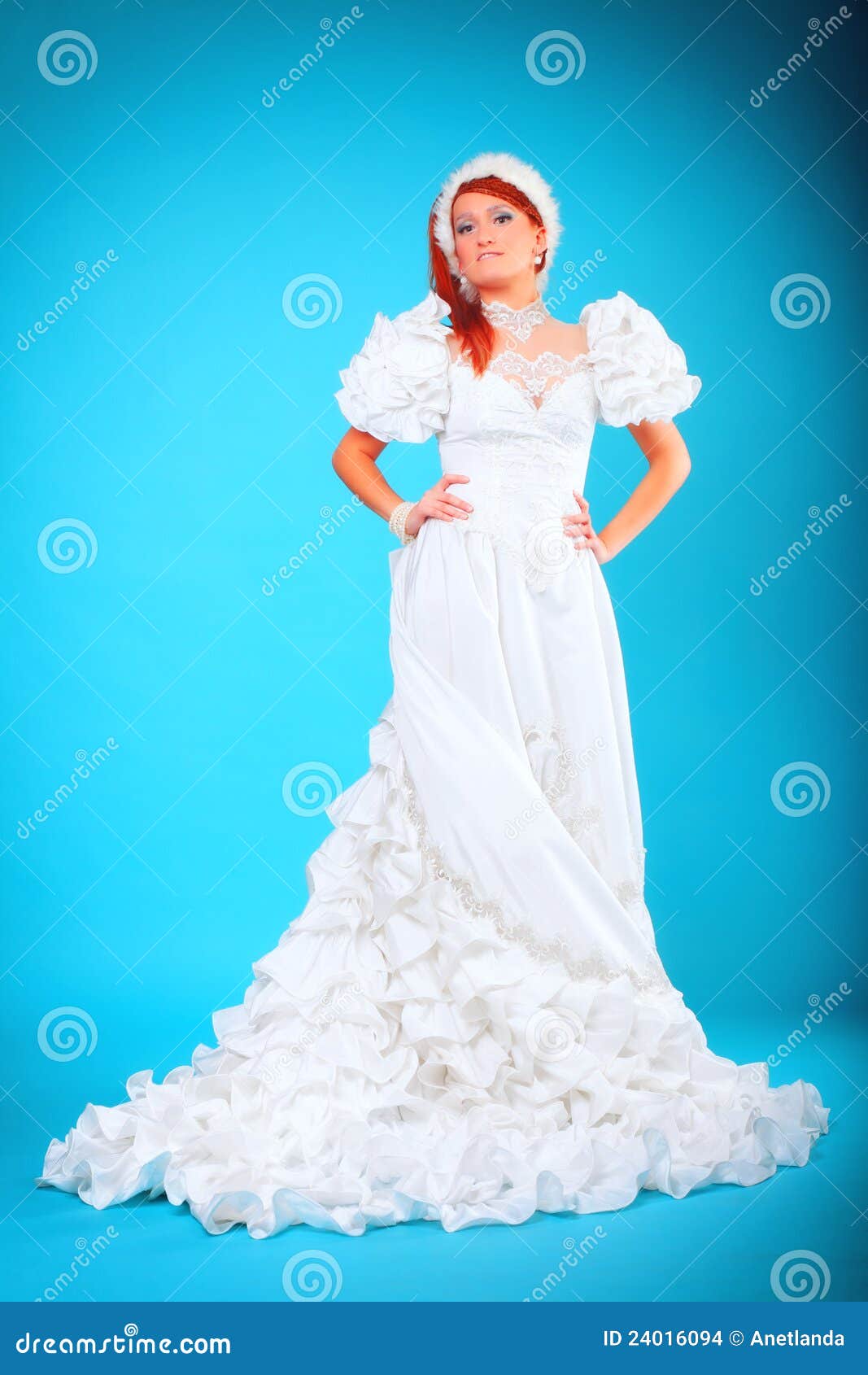 Beautiful Ginger in a Dress of Snow Queen Stock Photo - Image of bride ...