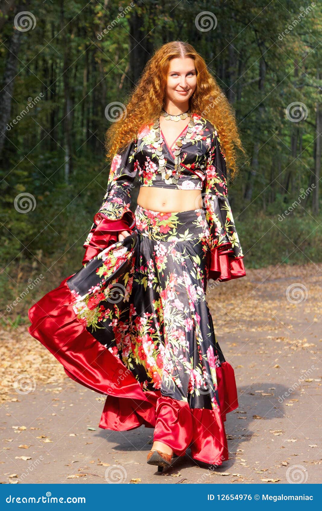 Beautiful Ginger-haired Girl in Gypsy Suit Stock Photo - Image of lock ...