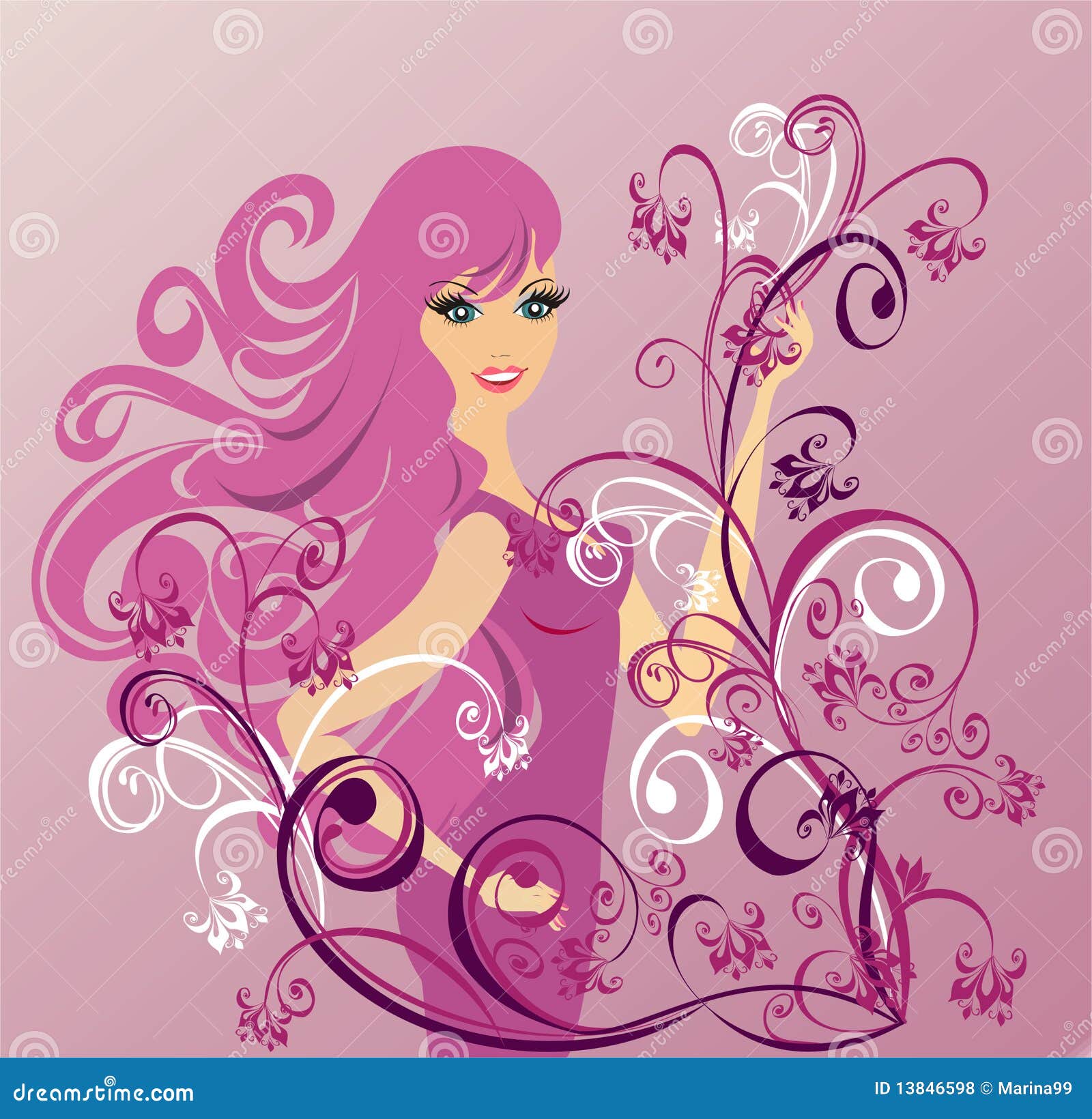 Beautiful Girl on an Abstract Background. Vector Stock Vector ...