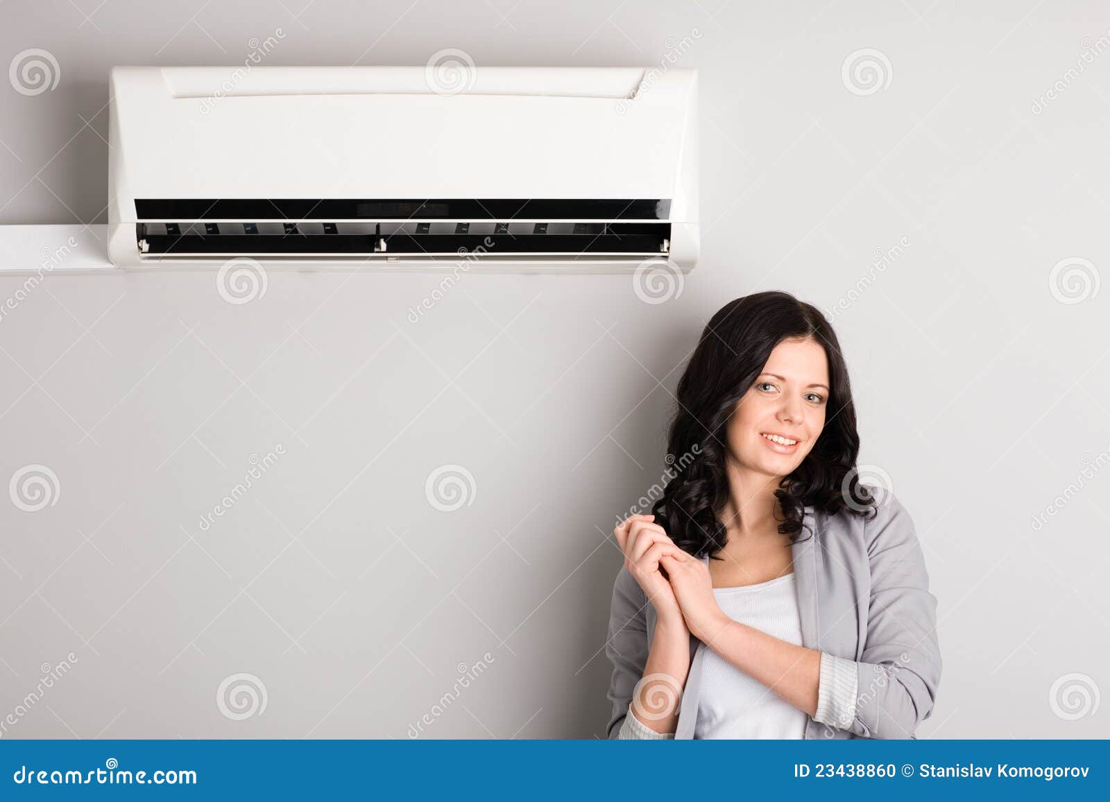Beautiful Girl and Air Conditioner Stock Photo - Image of adult, indoor ...