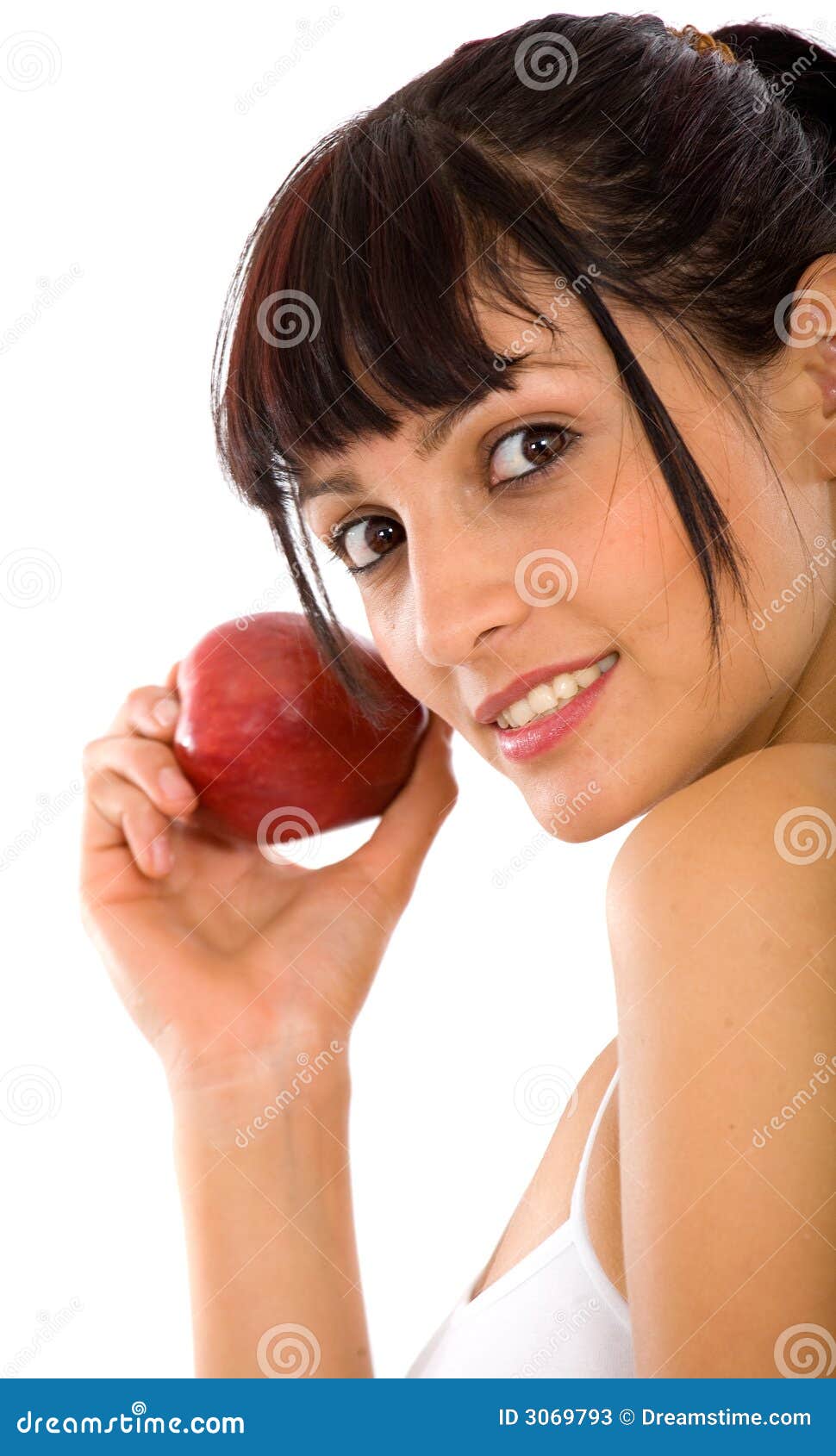 Beautiful Girl with an Apple Stock Image - Image of cute, fashionable ...