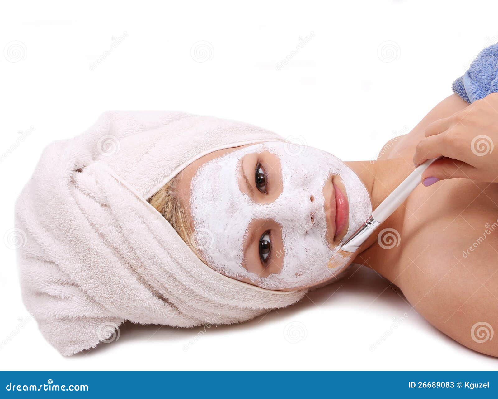 Beautiful Girl Applying Spa Mask on Face Stock Image - Image of health ...