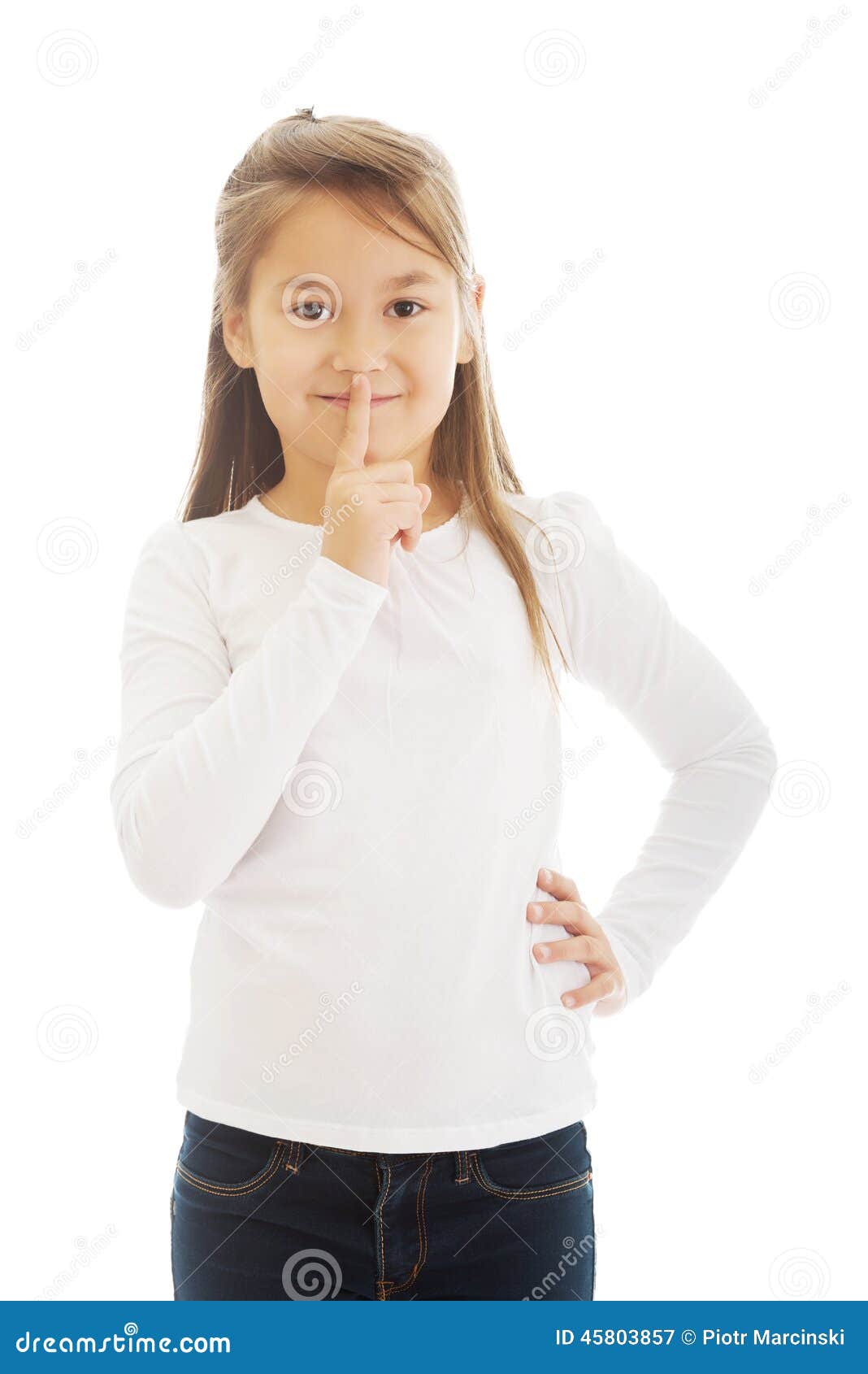 Beautiful Girl Asking for Silence Stock Image - Image of mouth, long ...