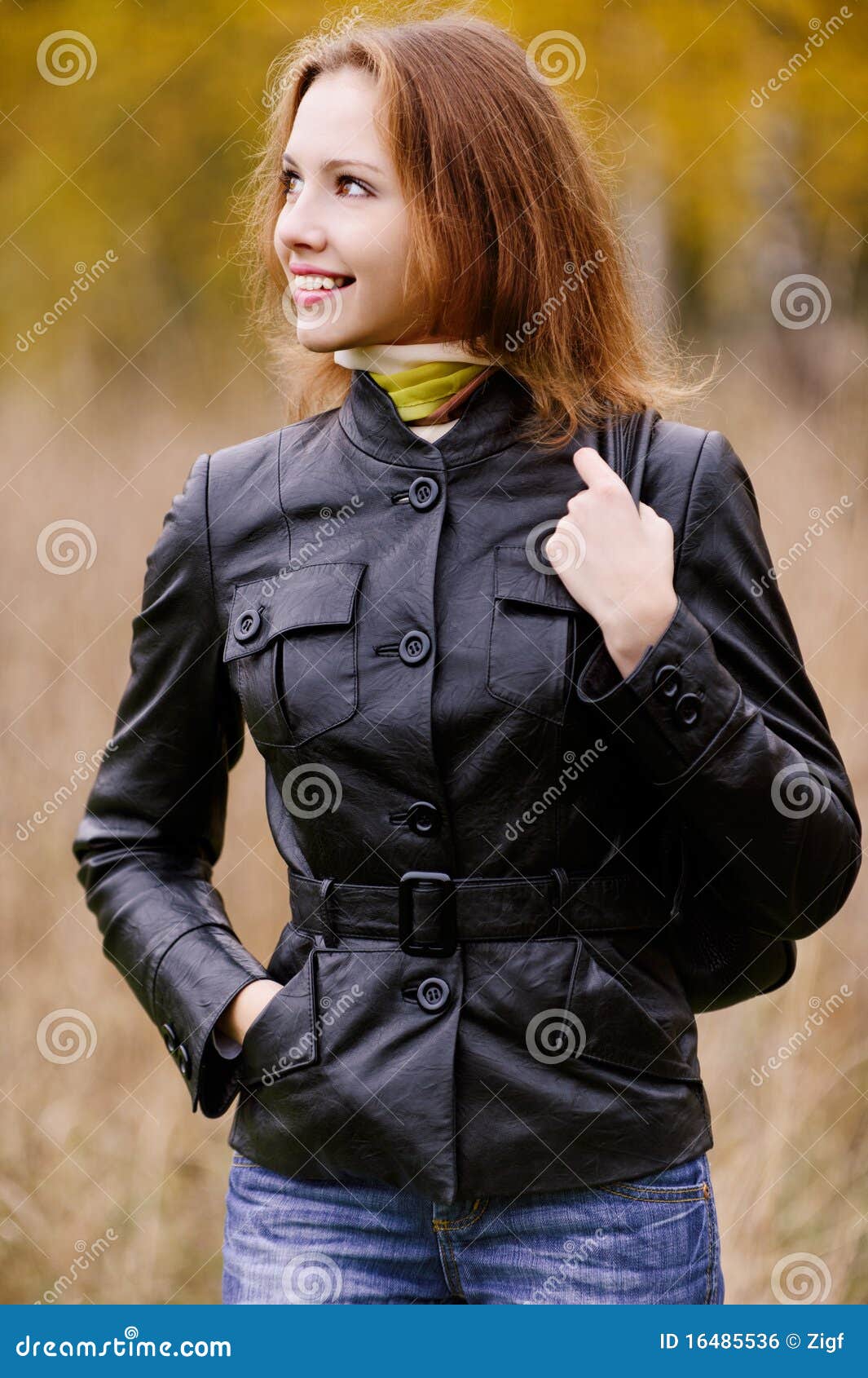 Beautiful girl in autumn stock photo. Image of enjoying - 16485536