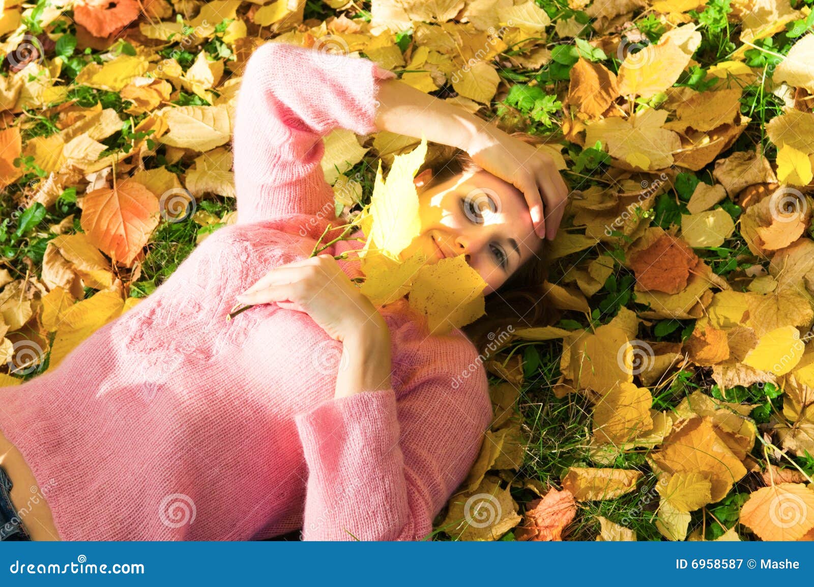 Beautiful girl with autumn stock image. Image of maple - 6958587