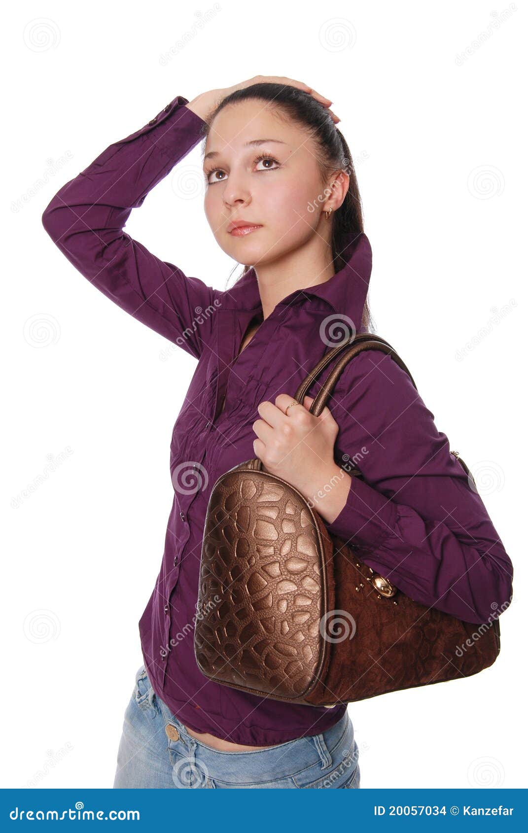 The Beautiful Girl with a Bag on Shoulders, Stock Photo - Image of ...