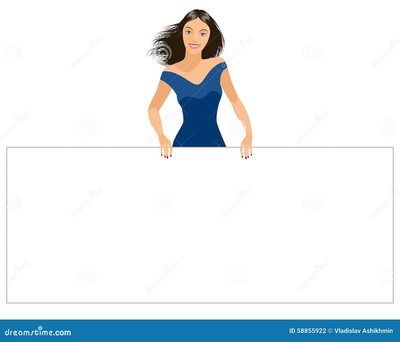 Beautiful girl with banner stock vector. Illustration of happy - 58855922