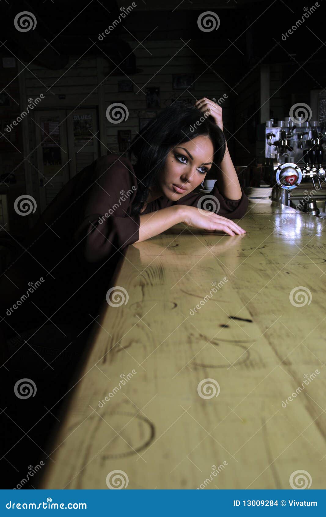 Beautiful girl in the bar stock photo. Image of casual - 13009284