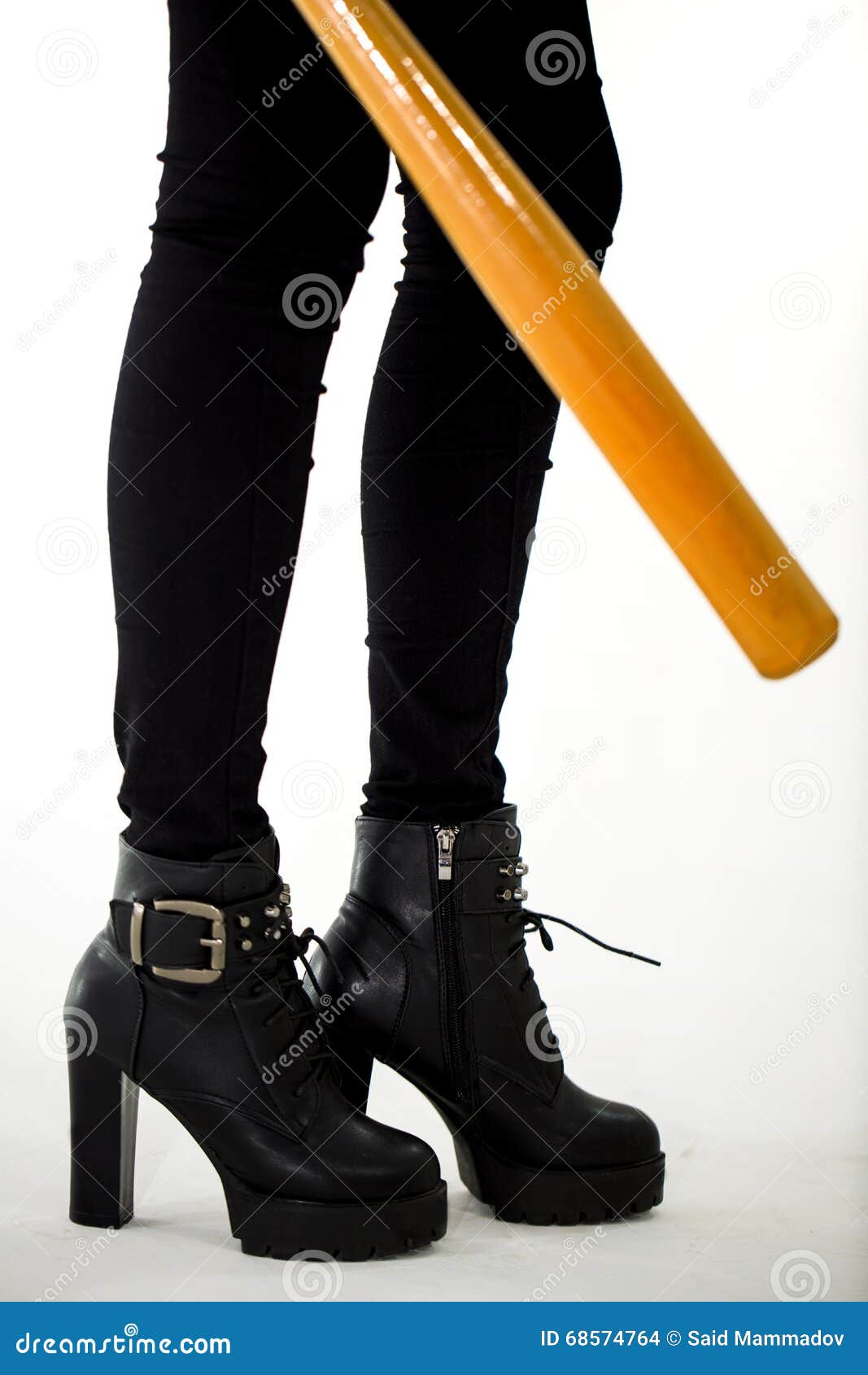 Beautiful Girl with a Bat in Their Hands Stock Photo - Image of heels ...
